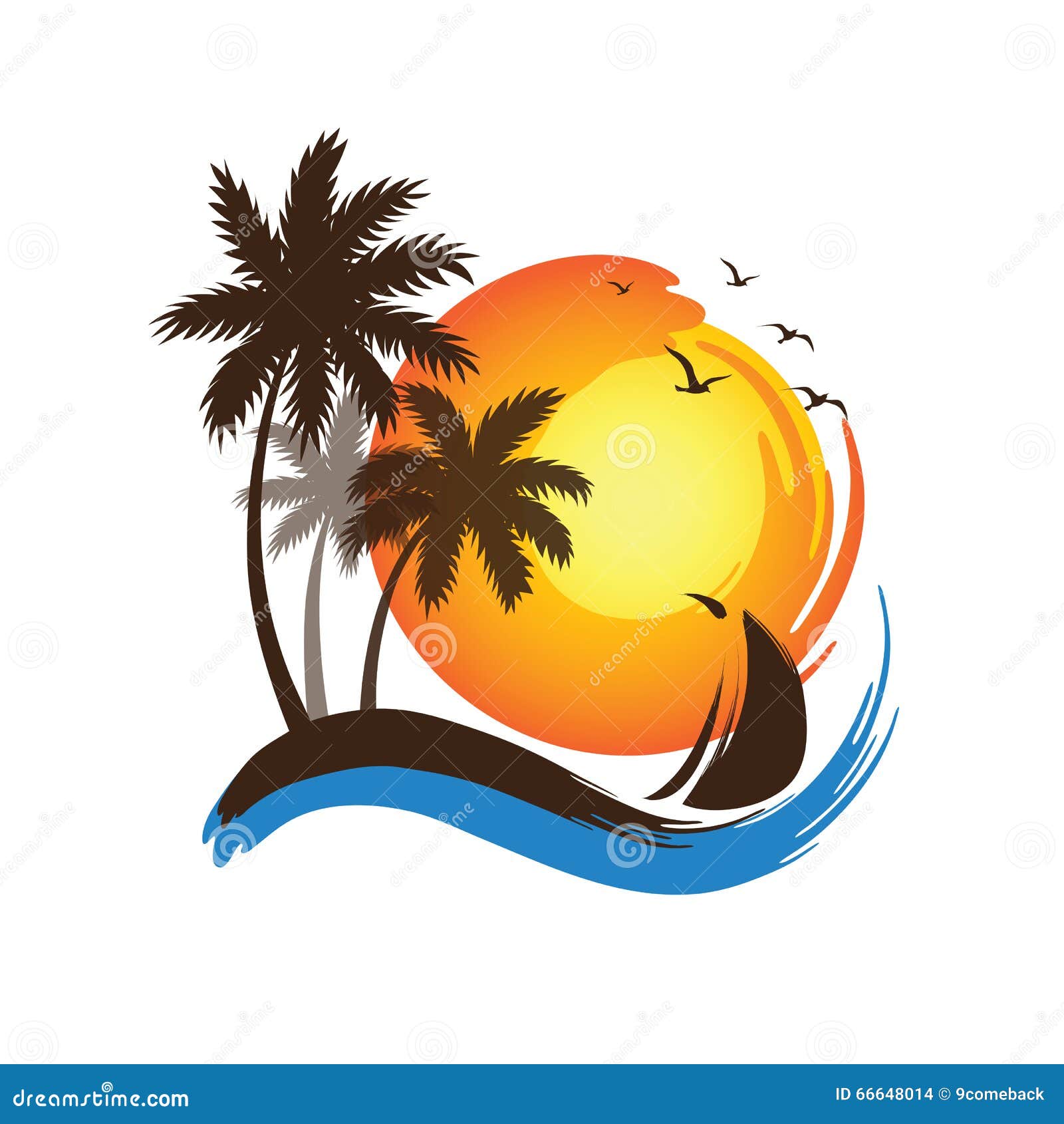 Tres palmas ilustración del vector. Ilustración de verano - 66648014