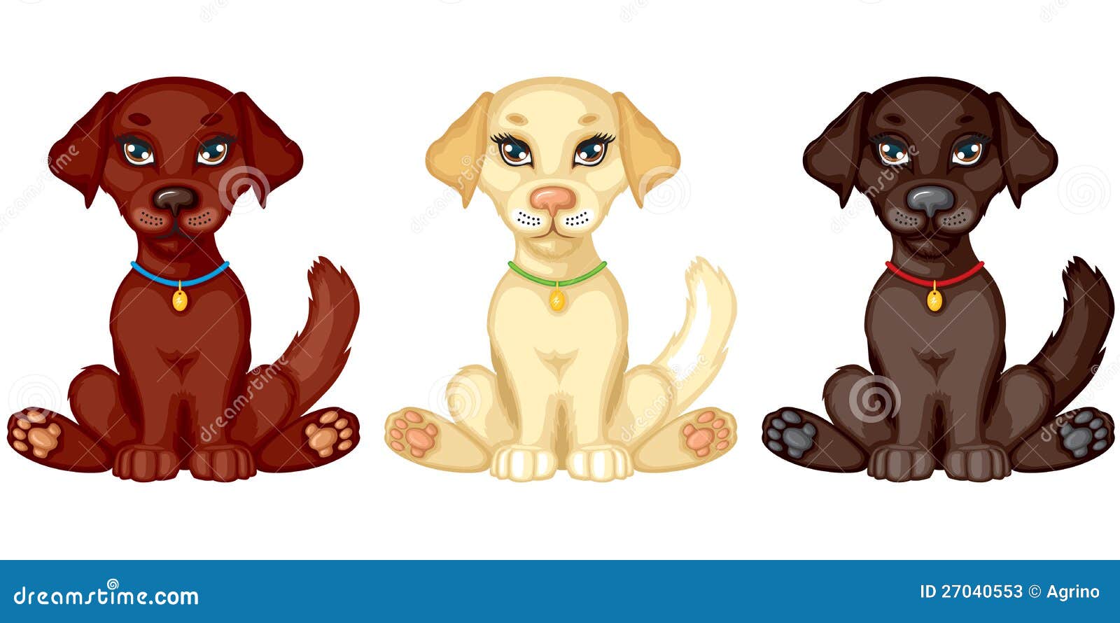 Tres perritos ilustración del vector. Ilustración de caricatura - 27040553