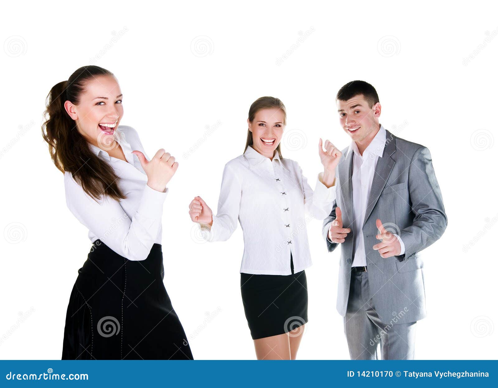 Tres personas felices foto de archivo. Imagen de estudio - 14210170