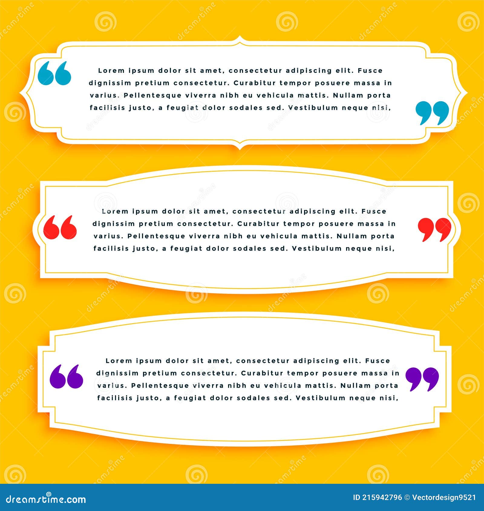 Tres Plantillas De Comillas Con Espacio De Texto Ilustración del Vector ...