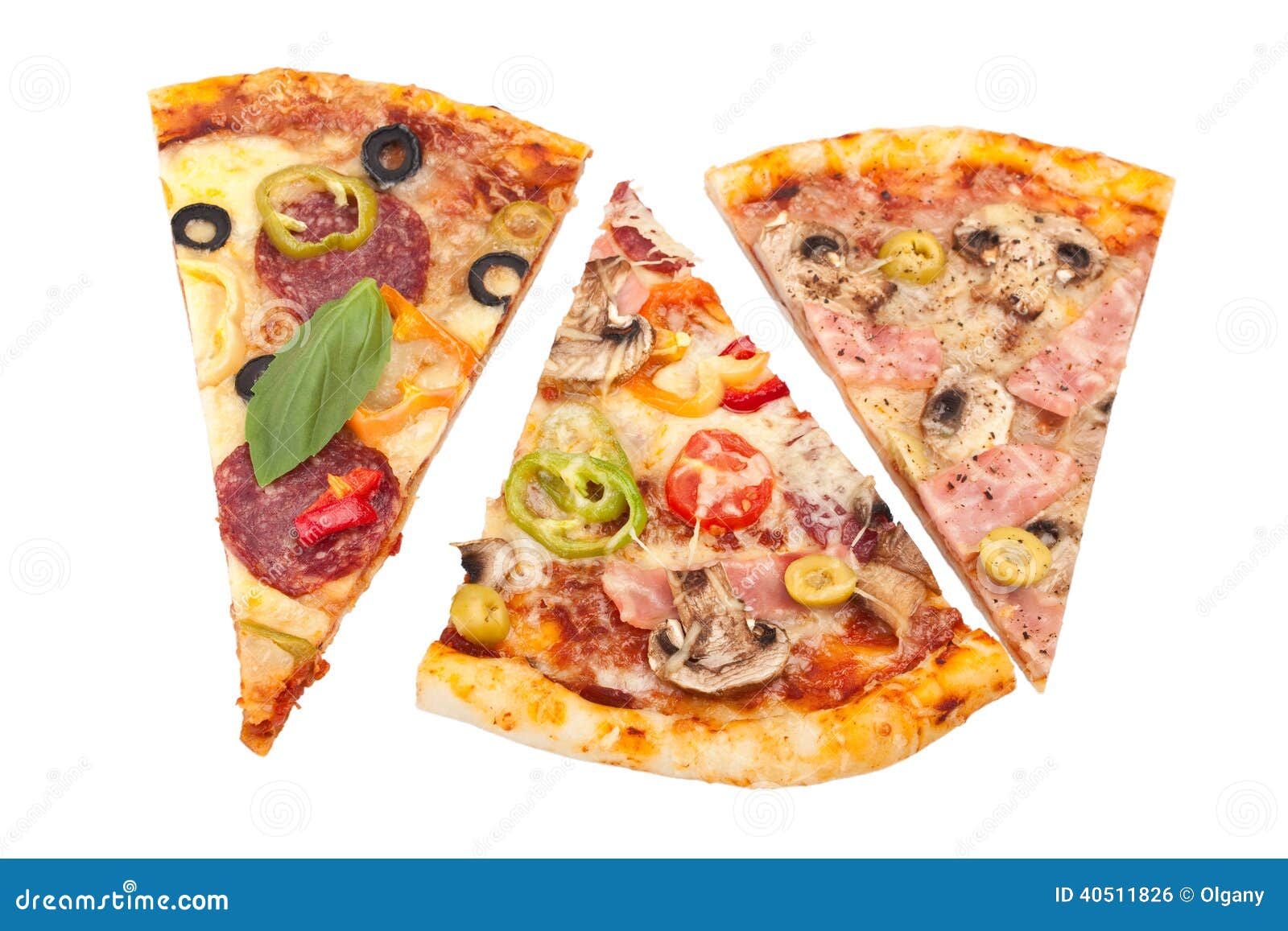 Tres rebanadas de pizza foto de archivo. Imagen de rallado - 40511826