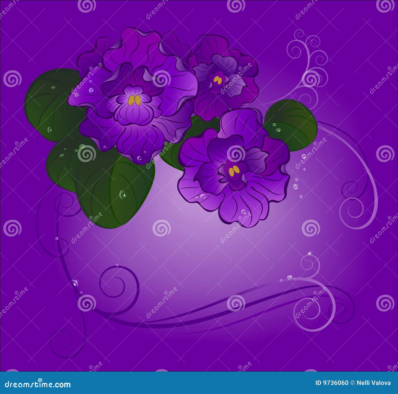 Tres violetas ilustración del vector. Ilustración de color - 9736060