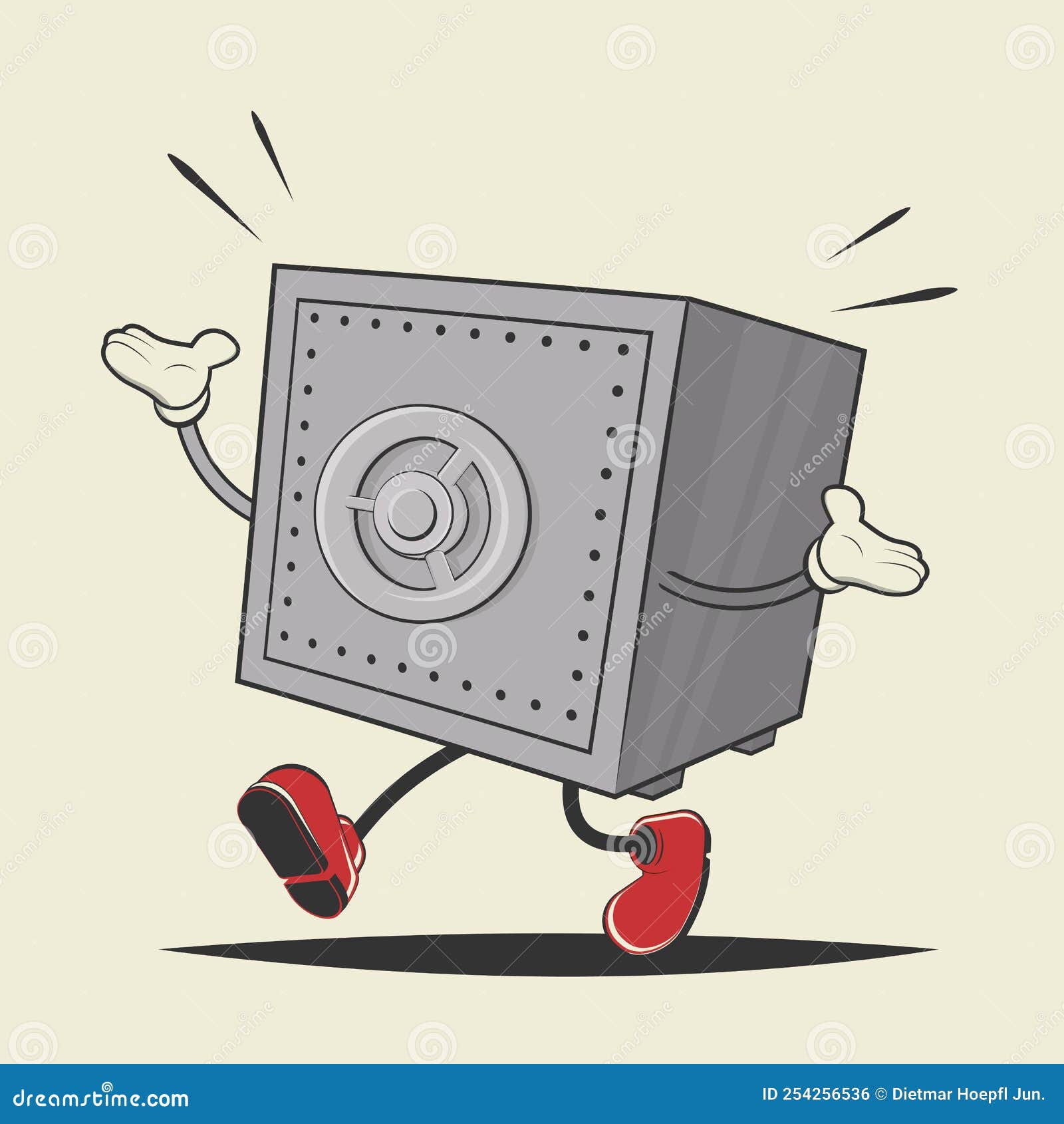 Funny Cartoon Illustration of a Walking Safe Stock Vector ...