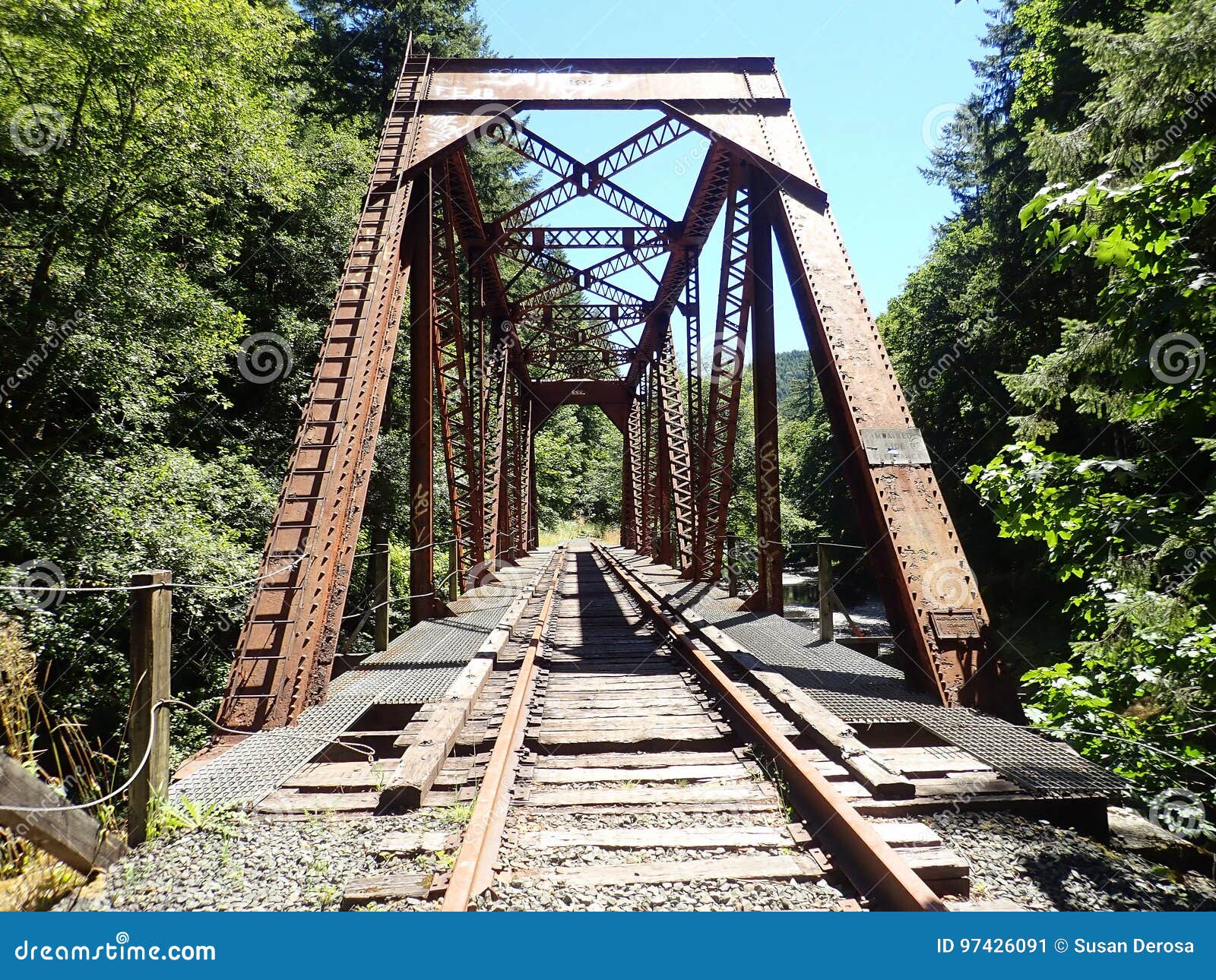 Trestle Bridge stock image. Image of abandoned, green - 97426091