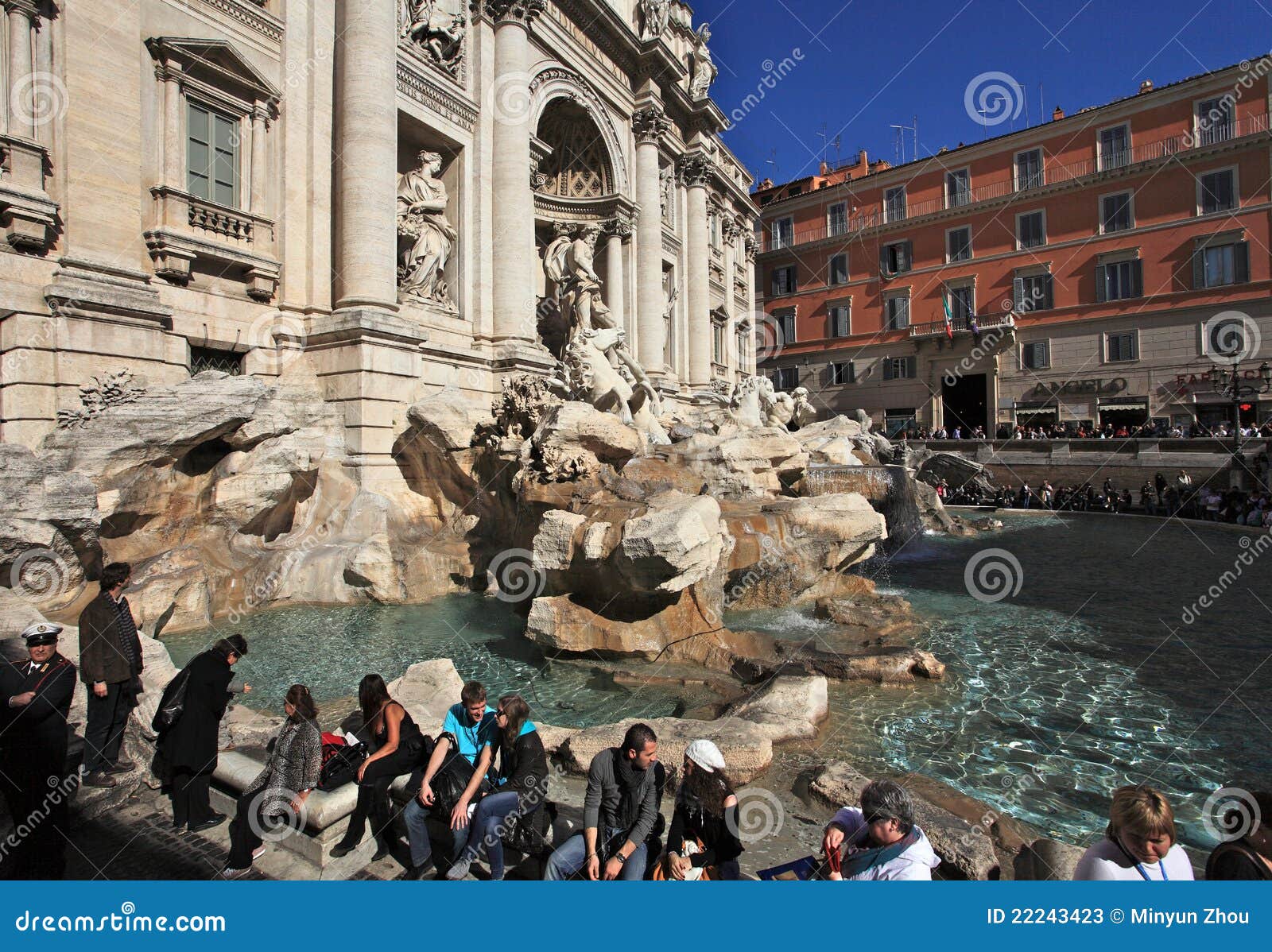 Trevi Fountain , Rome Masterpiece , Magnificent Sculptures Editorial ...