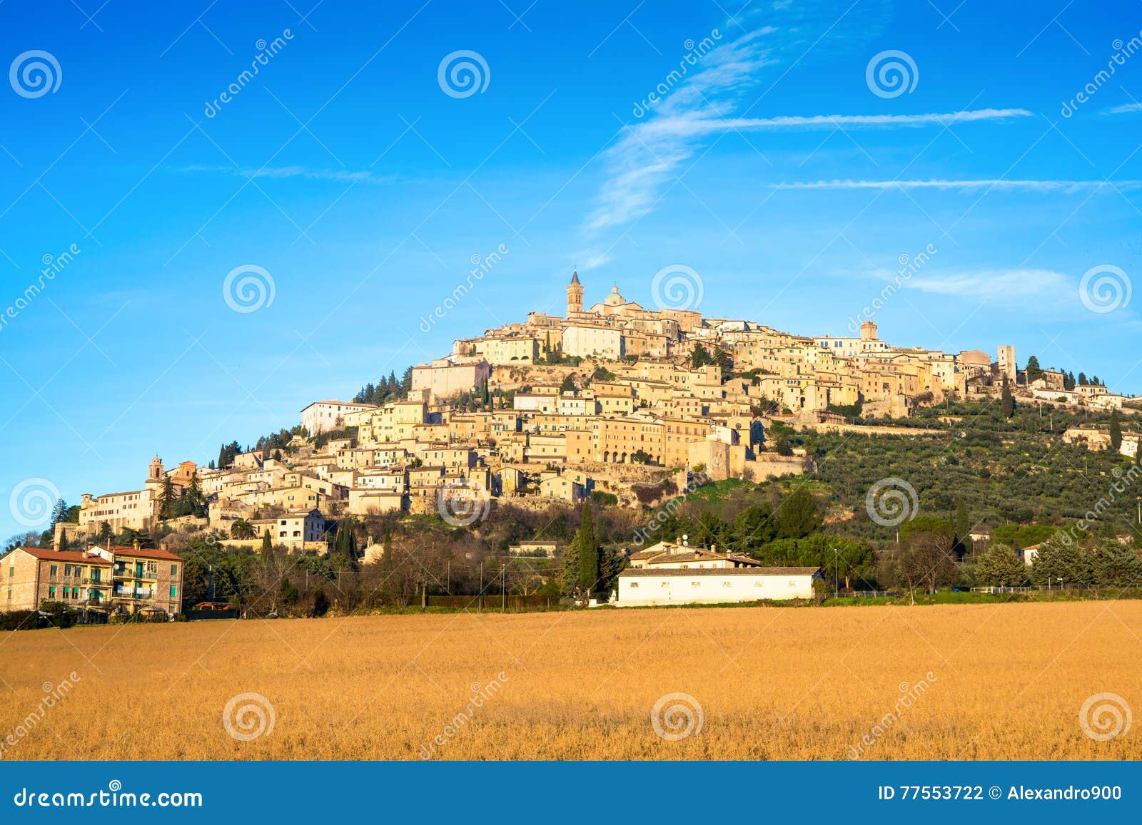 Trevi, Umbria, Italy at the Sunset Stock Photo - Image of umbria ...