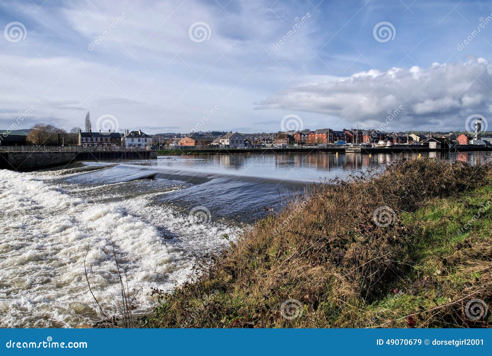 Trews Weir - Exeter stock image. Image of landscape, water - 49070679