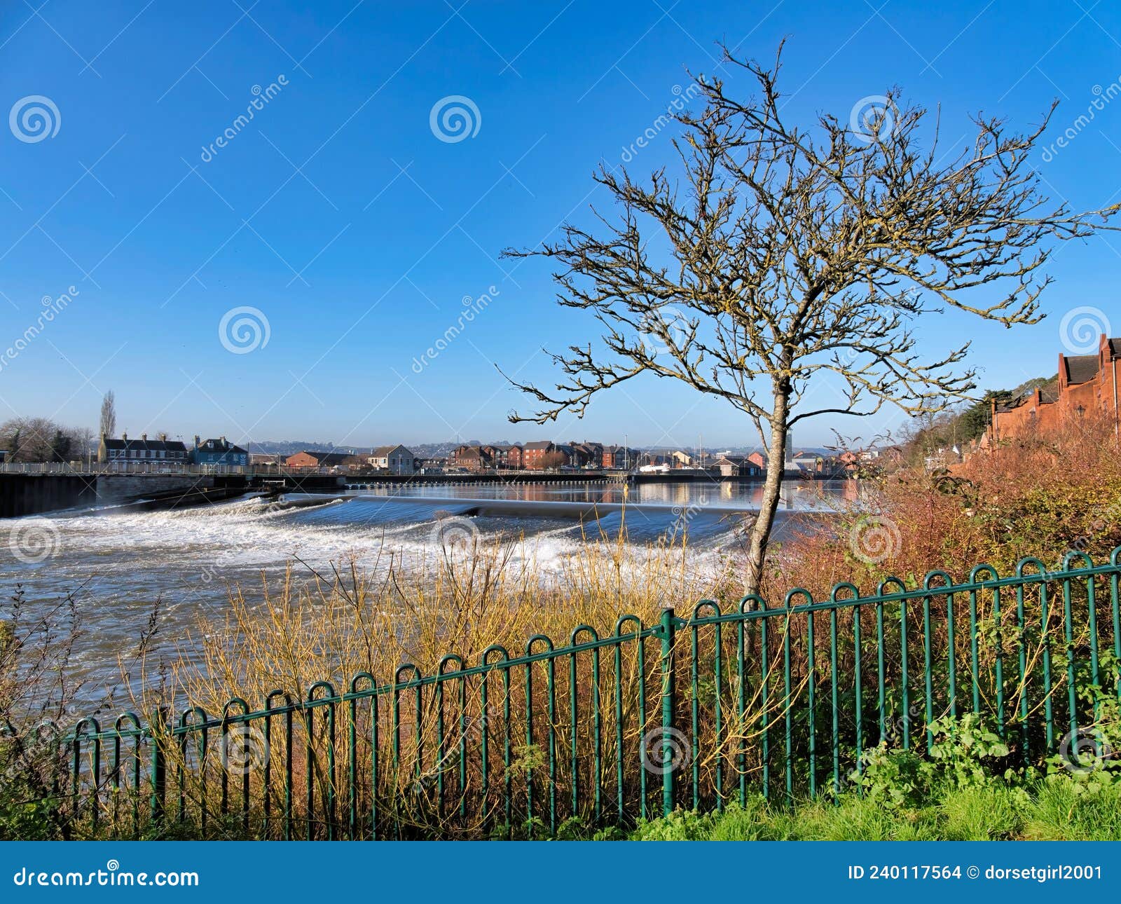 Trews Weir at the River Exe Exeter Stock Photo - Image of buildings ...