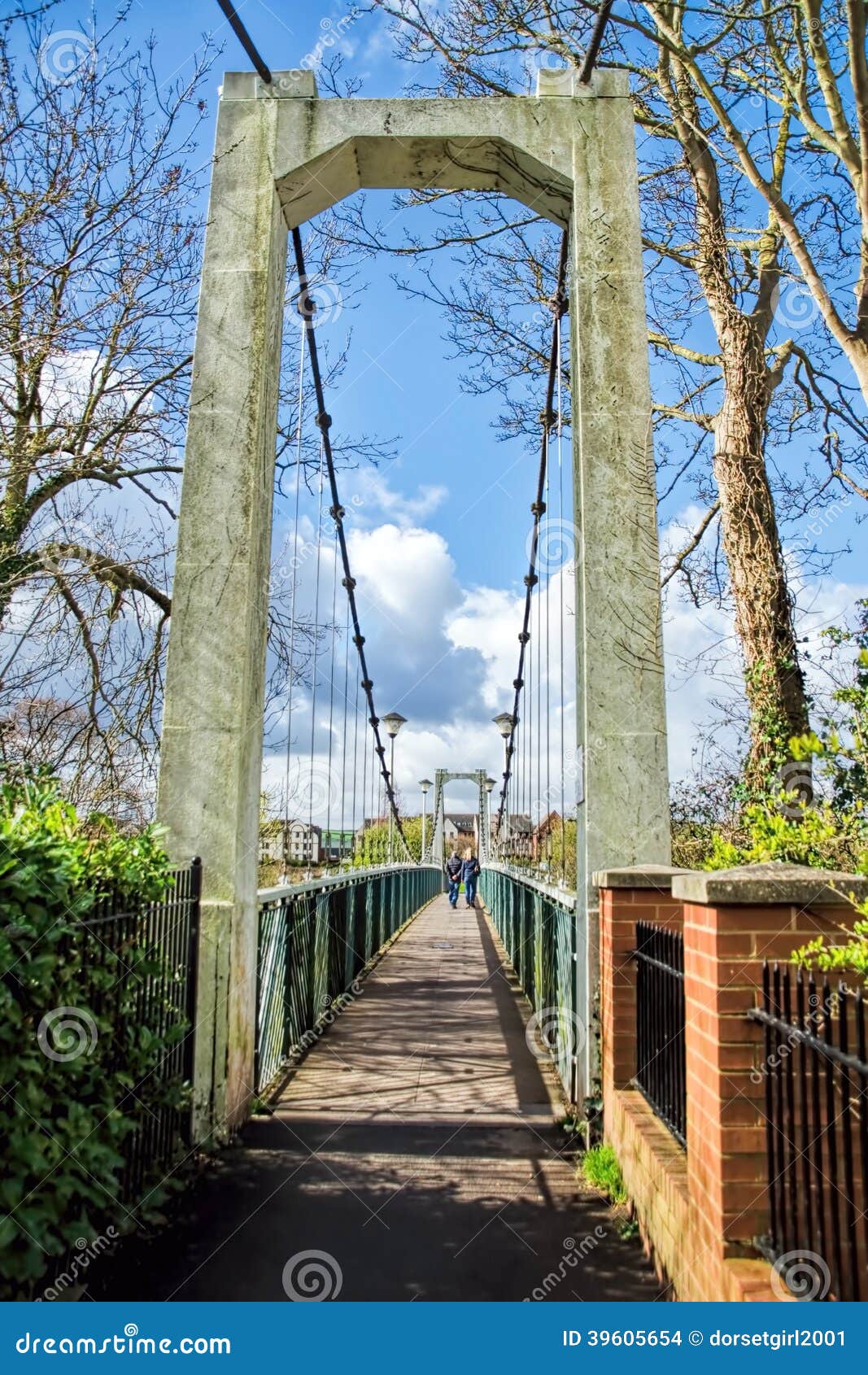 Trews Weir Suspension Bridge Stock Photo - Image of exeter, bridge ...