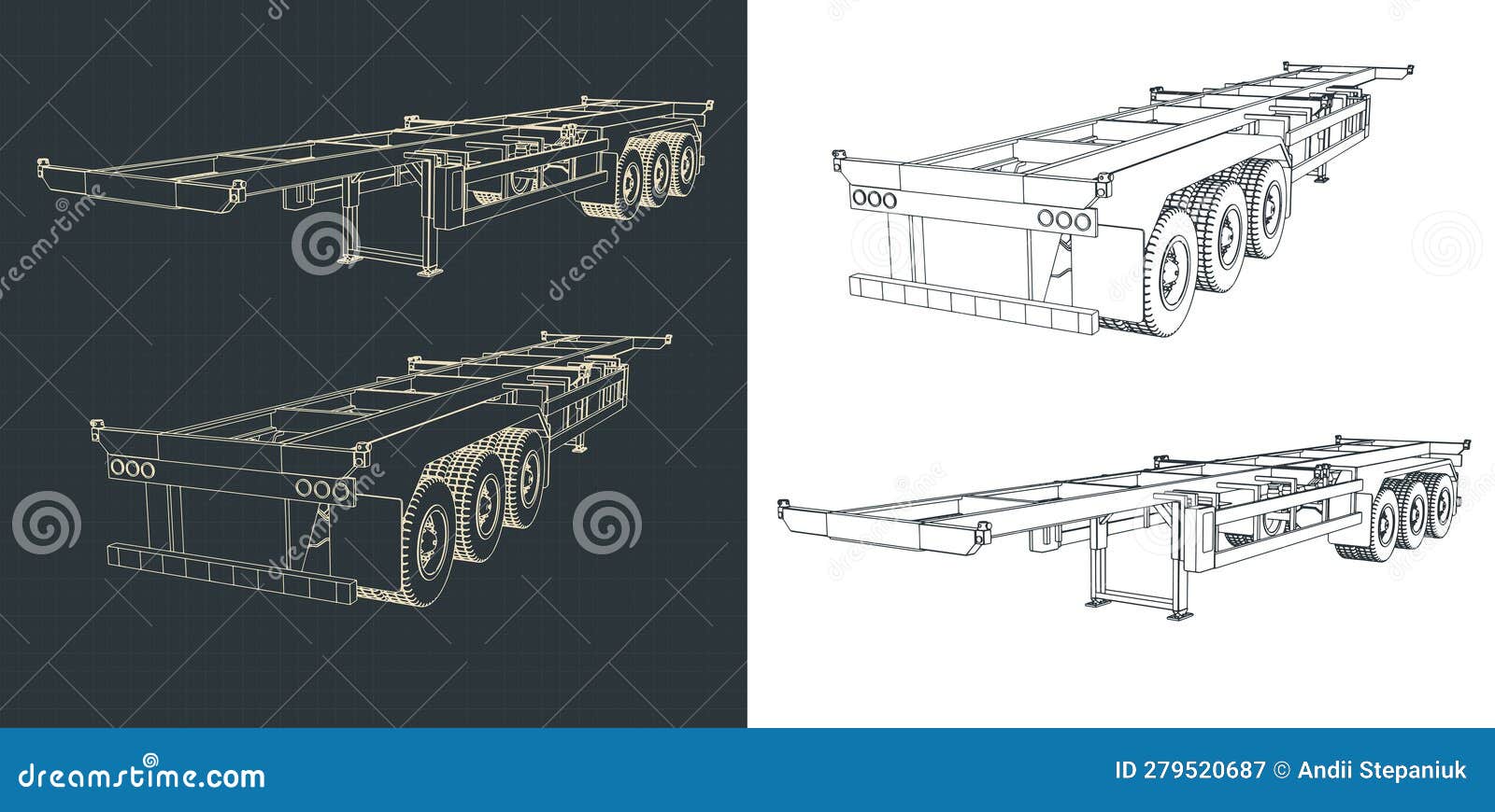 Tri-axle container trailer stock vector. Illustration of delivery ...