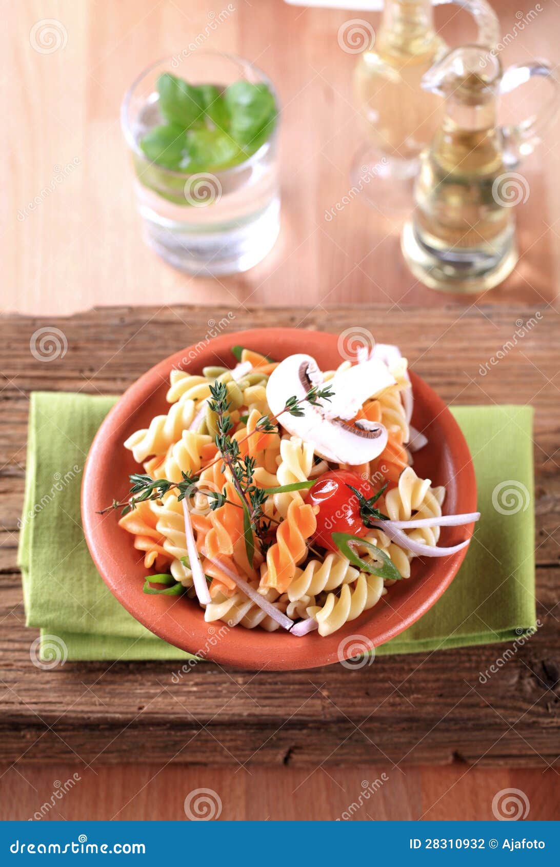 Tri-color corkscrew pasta stock photo. Image of corkscrew - 28310932