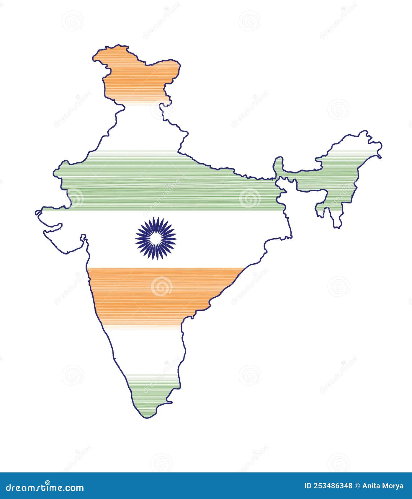 Tri Color Indian Flag and Map Stock Illustration - Illustration of ...