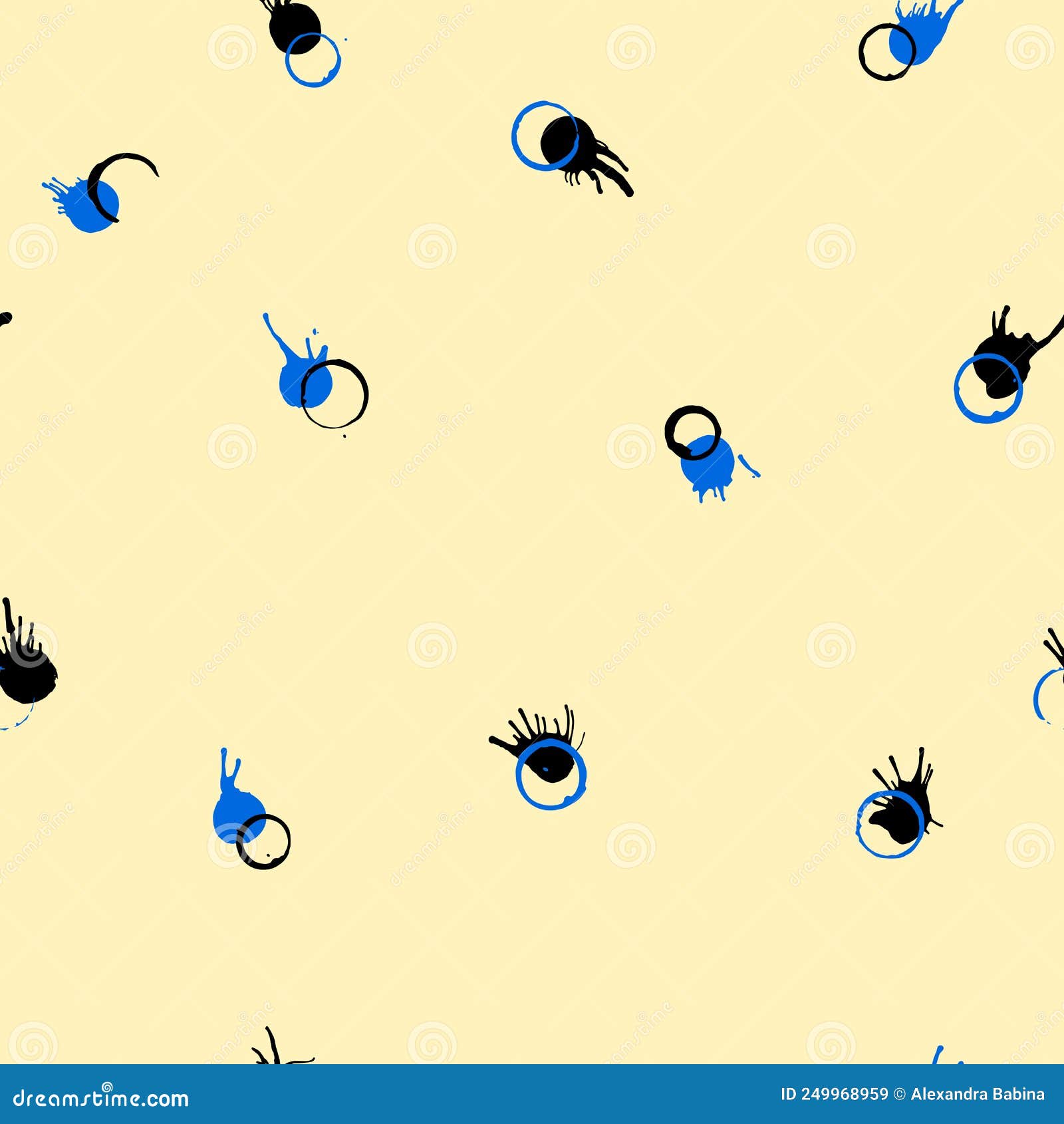 Tri-color Splashes and Circles Seamless Pattern. Stock Vector ...