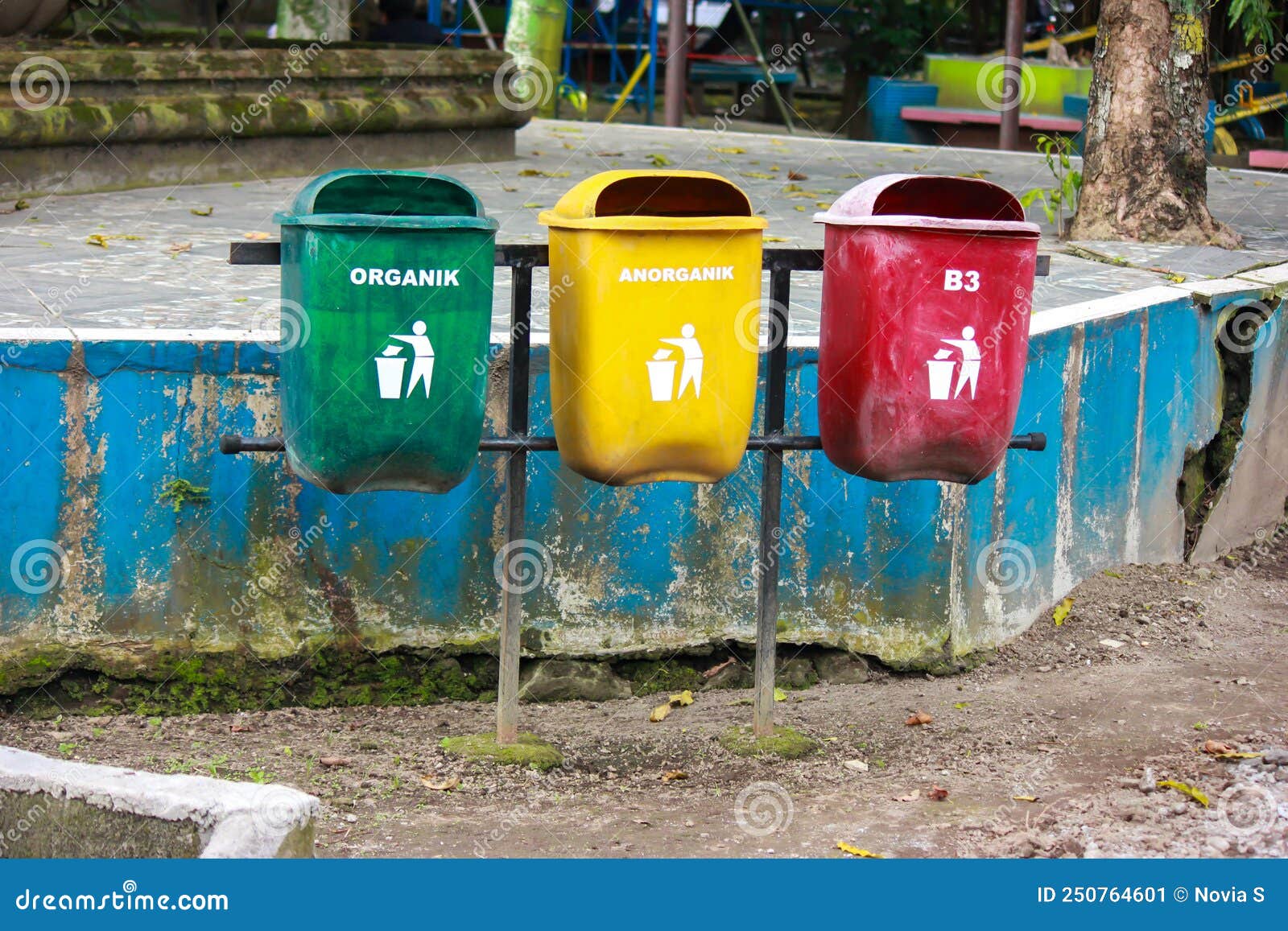 Tri-colored Bins for a Variety of Different Waste, Organic, Non-organic ...