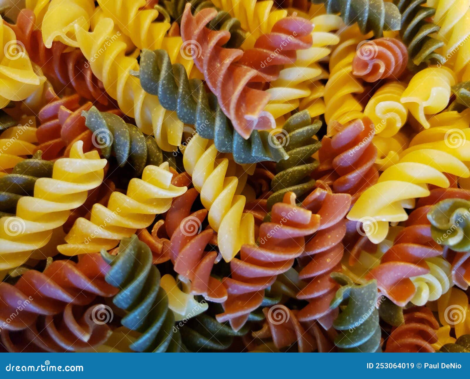 Tri Colored Spiral Pasta Uncooked Stock Image - Image of meal, spinach ...
