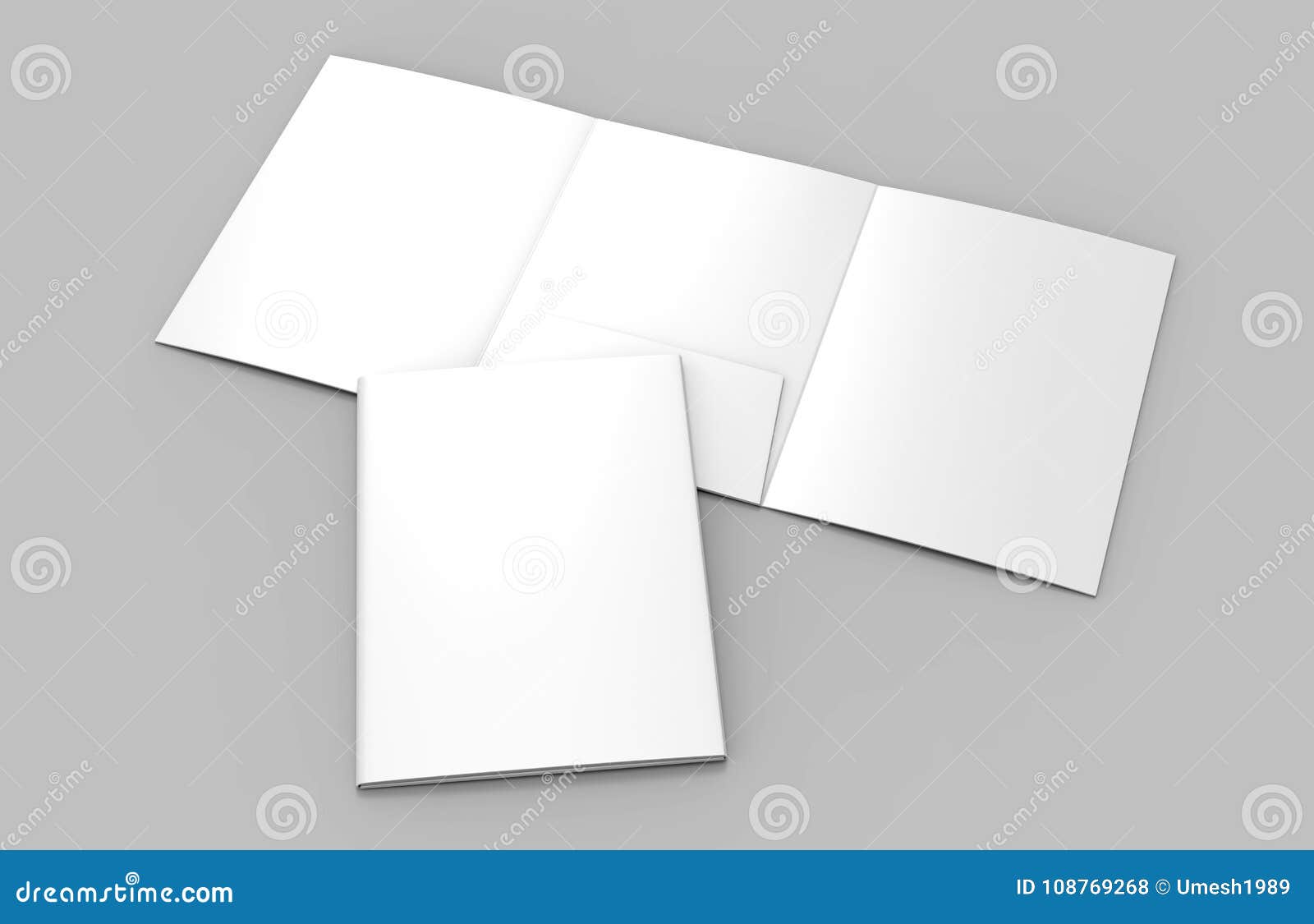 Tri-fold Blank White Reinforced A4 Single Pocket Folder Catalog on Grey ...