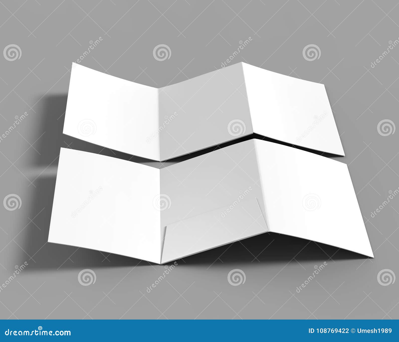 Tri-fold Blank White Reinforced A4 Single Pocket Folder Catalog on Grey ...