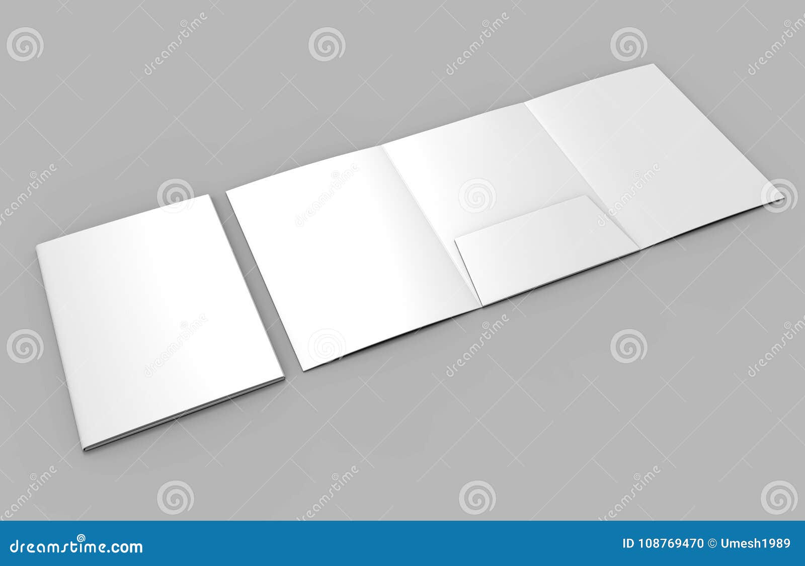 Tri-fold Blank White Reinforced A4 Single Pocket Folder Catalog on Grey ...