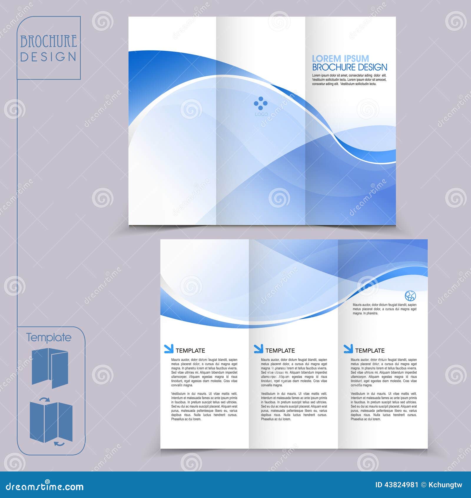 Tri-fold Blue Template for Business Advertising Brochure Stock Vector ...
