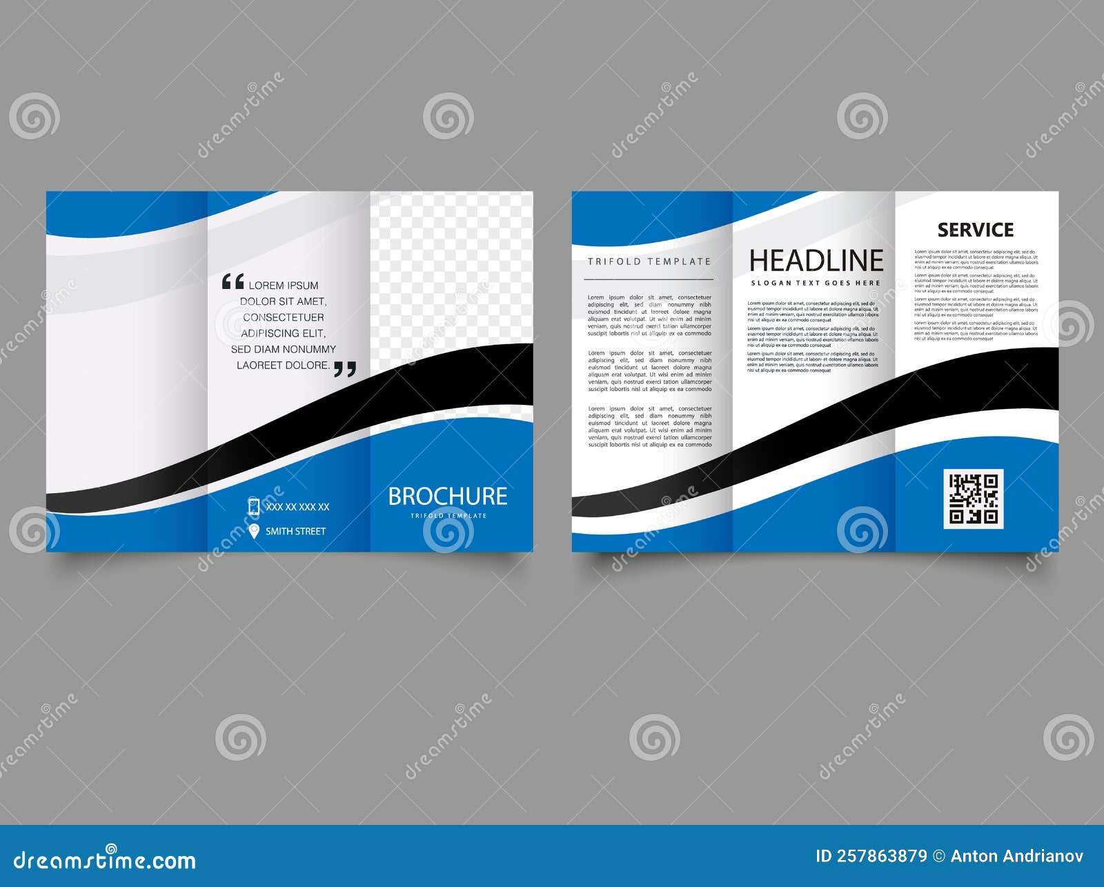 Tri Fold Brochure with Blue Waves. Flyer for Printing. Stock Vector ... Tri Fold Brochure with Blue Waves. Flyer for Printing. Stock Vector ...
