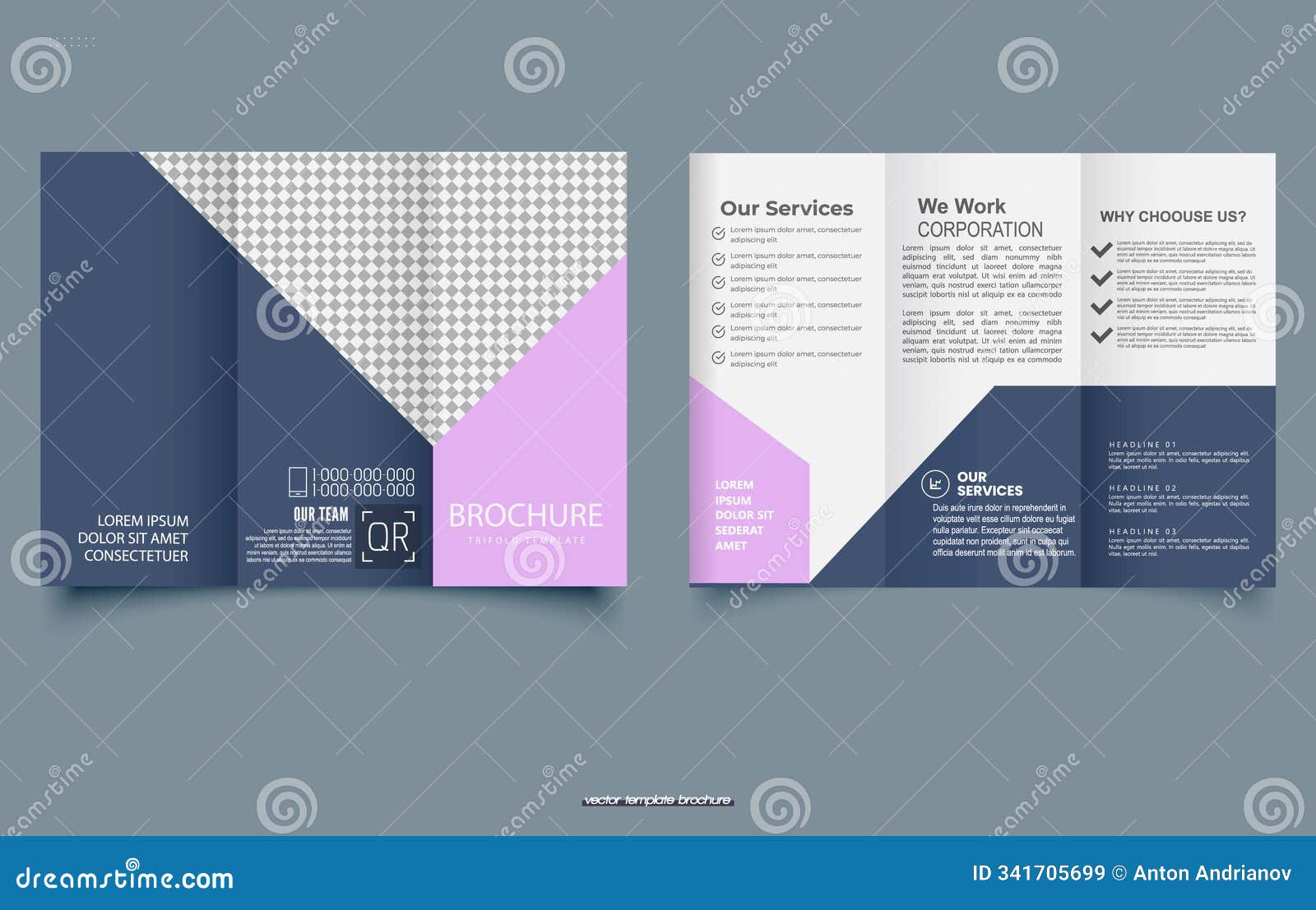 Tri-fold Brochure Design Or Tri-fold Leaflet Or Handout Cartoon Vector ...