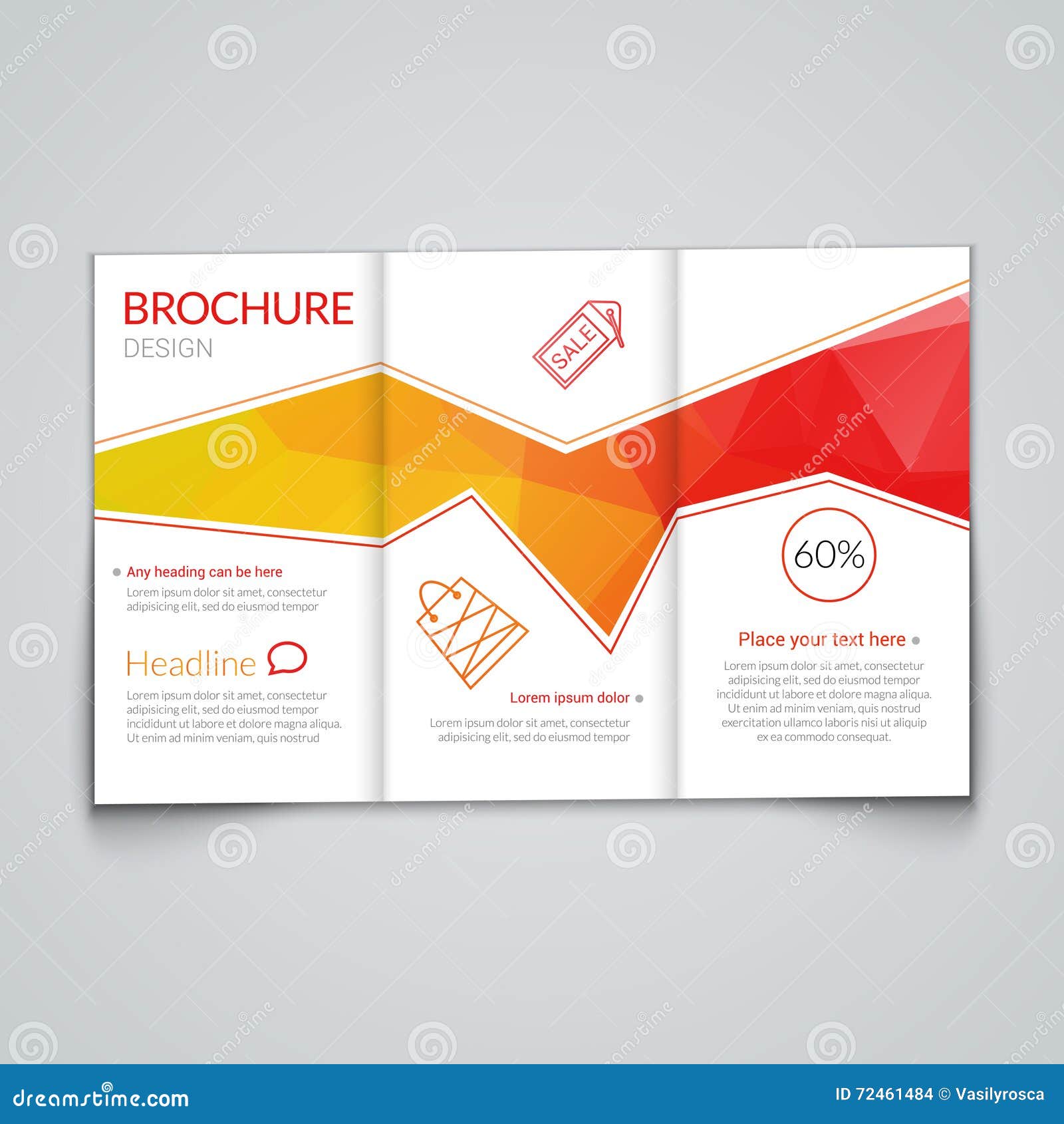 Tri-fold Brochure Design Template With Modern Polygonal Background On ...