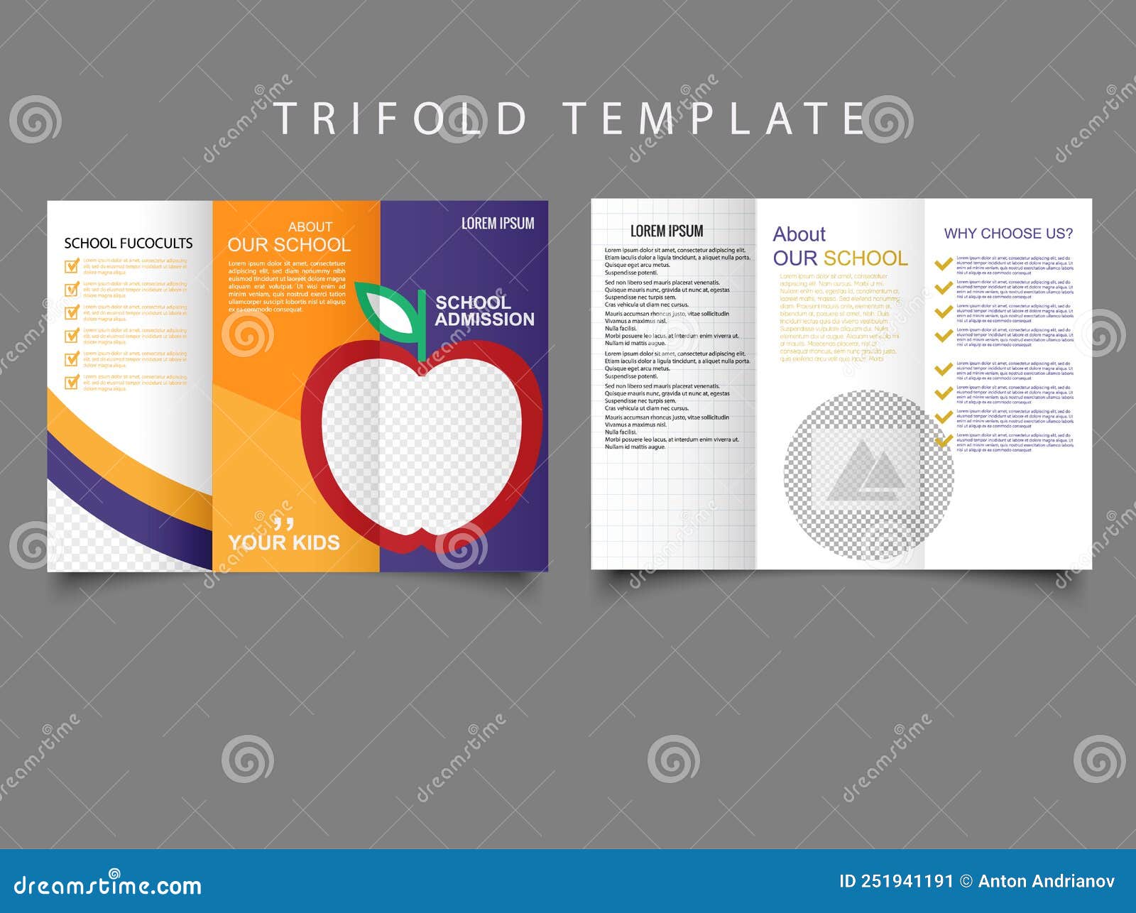 Tri-fold Brochure School Admission. Creative Shape Business Stock ...