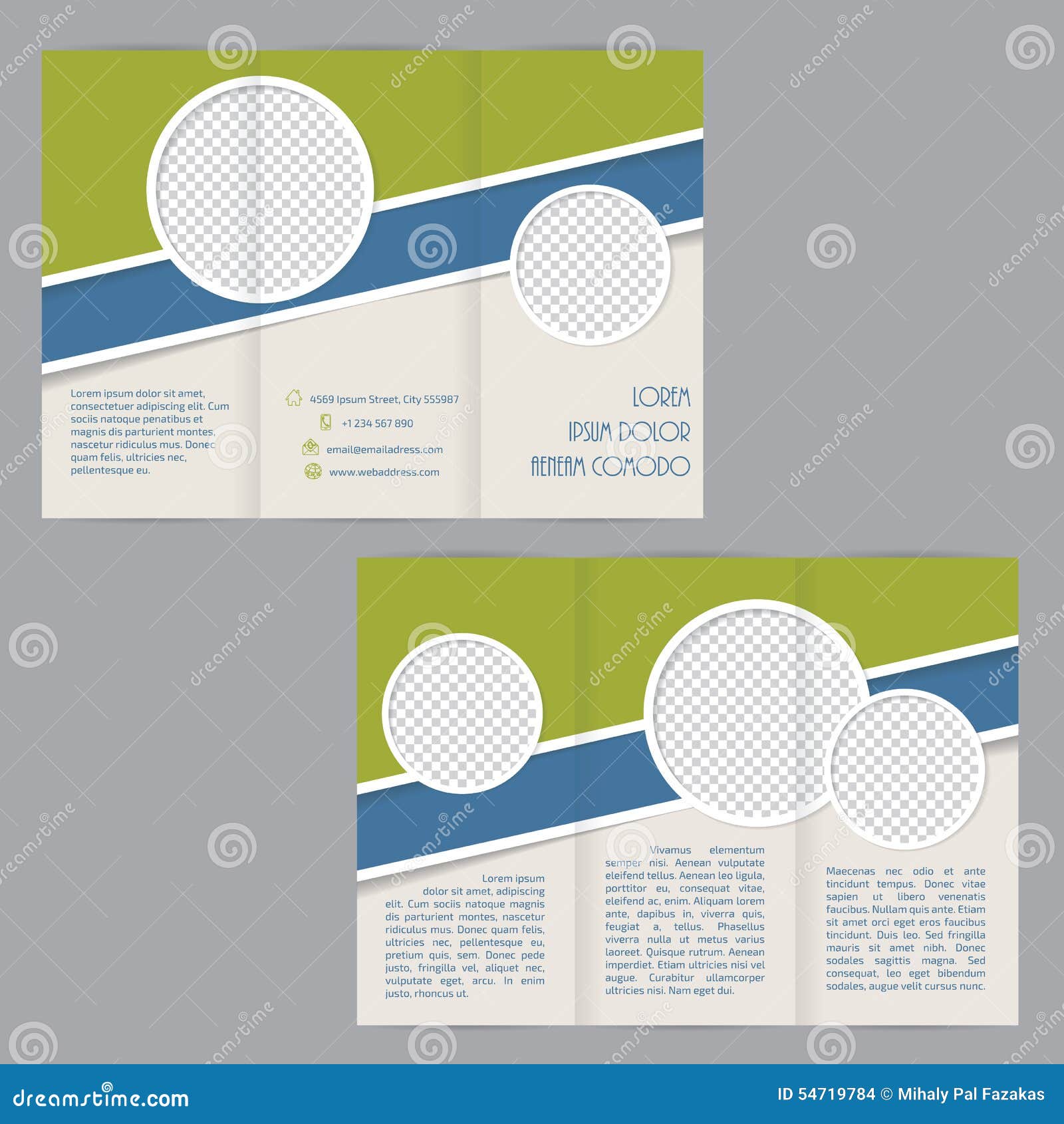 Tri-fold Brochure Template Design with Flat Elements Stock Vector ...