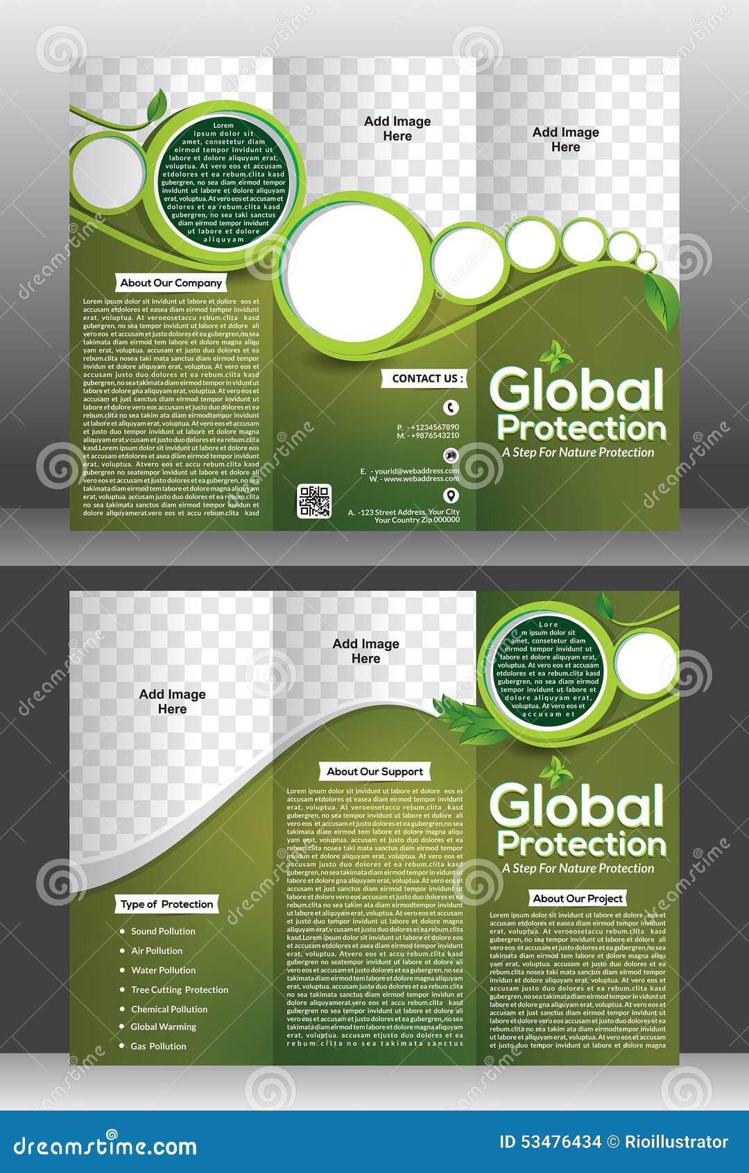 Tri Fold Global Protection Brochure Stock Vector - Illustration of ...
