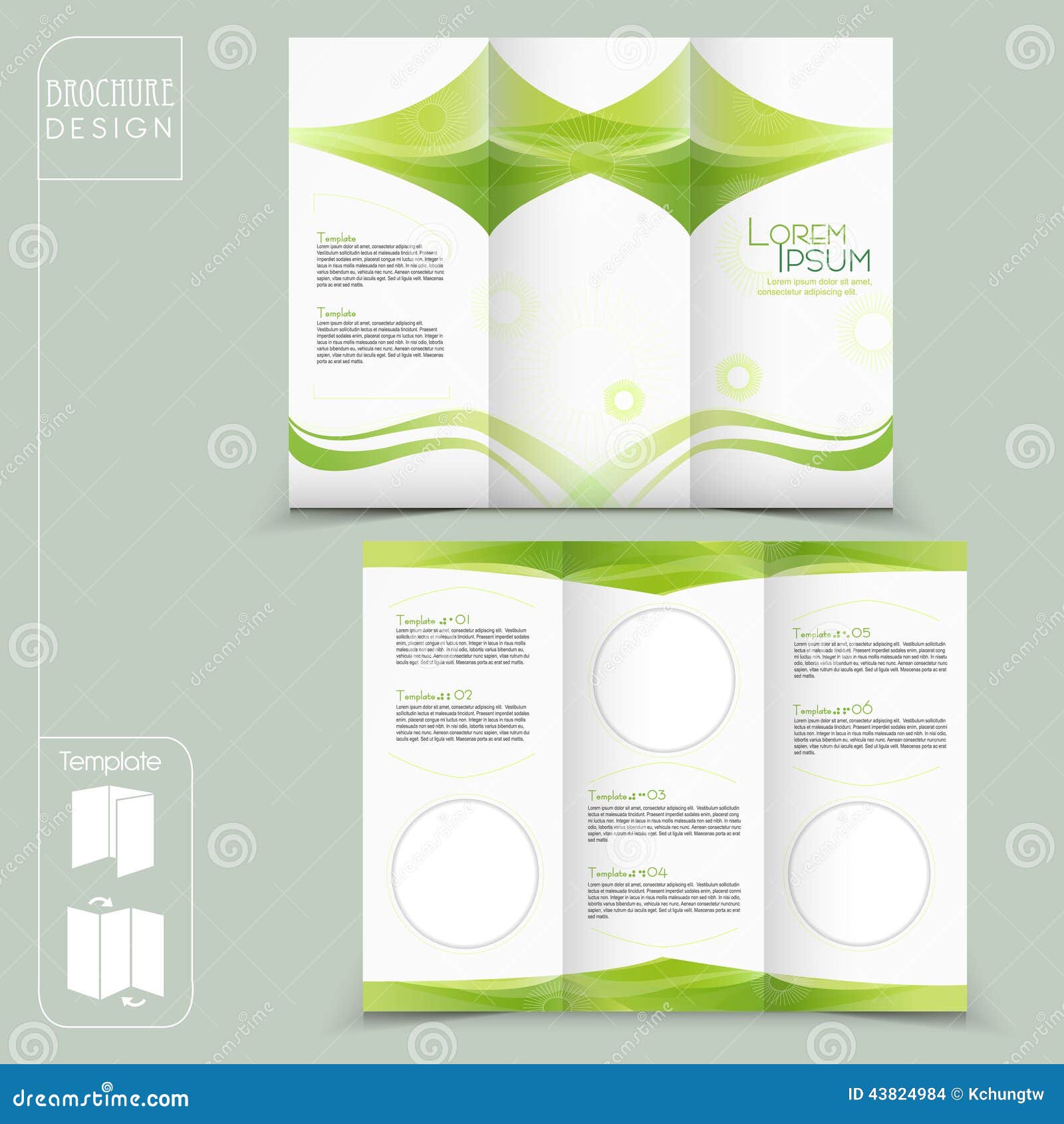Tri-fold Green Template for Business Advertising Brochure Stock Vector ...