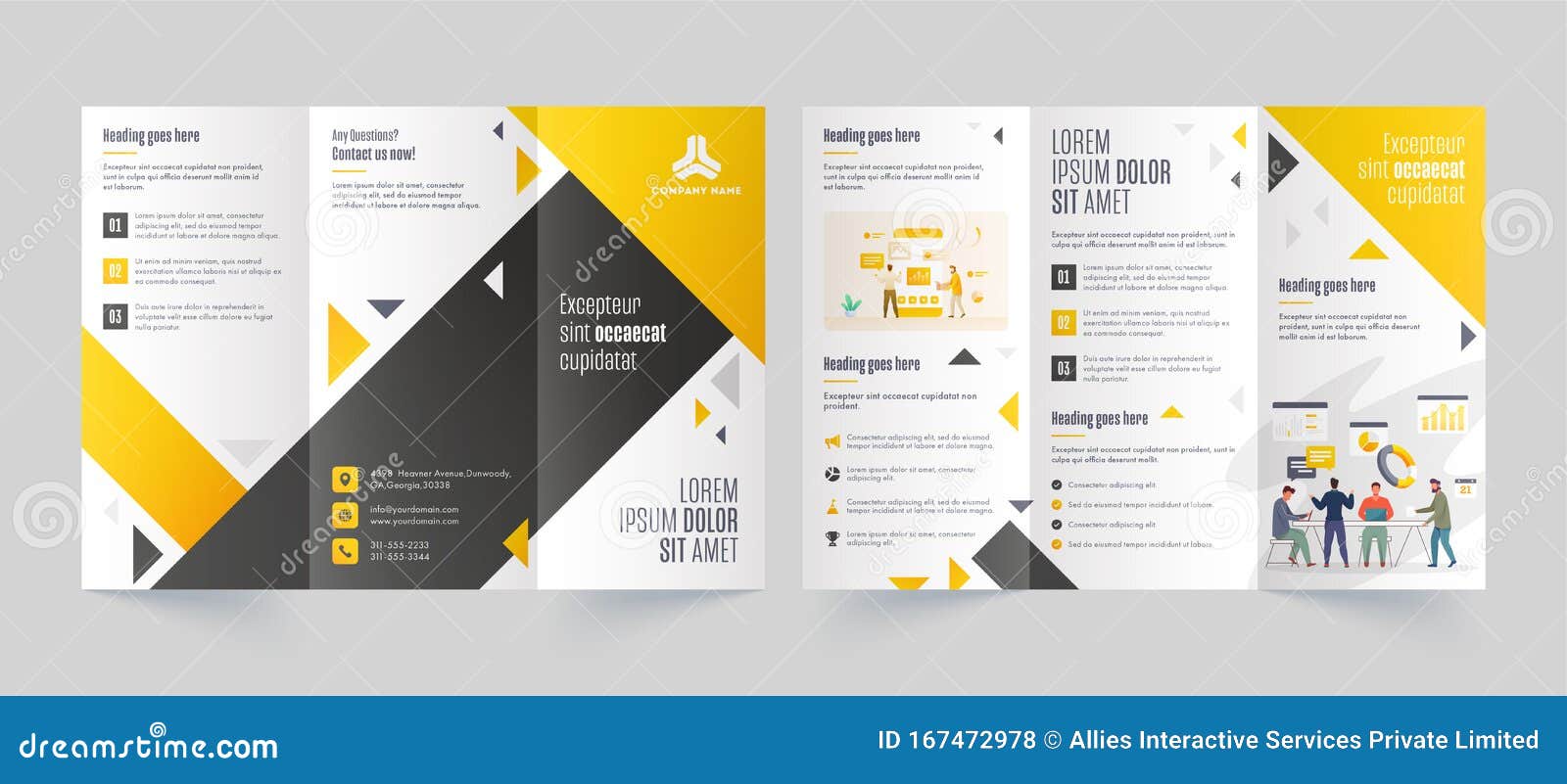 Tri-Fold Leaflet or Brochure Layout with Business People Character and ...