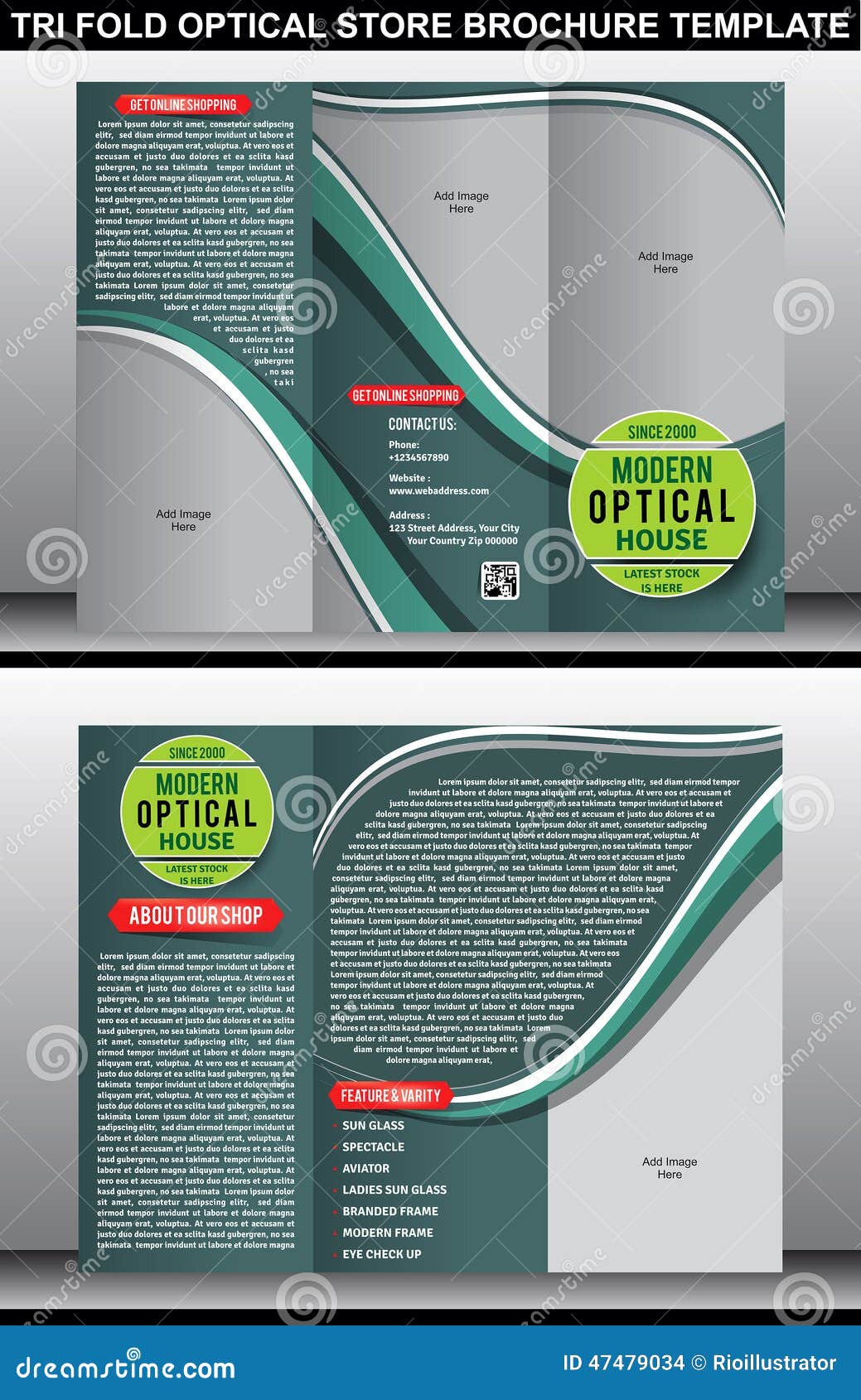 Tri Fold Optical Store Brochure Template Stock Vector - Illustration of ...