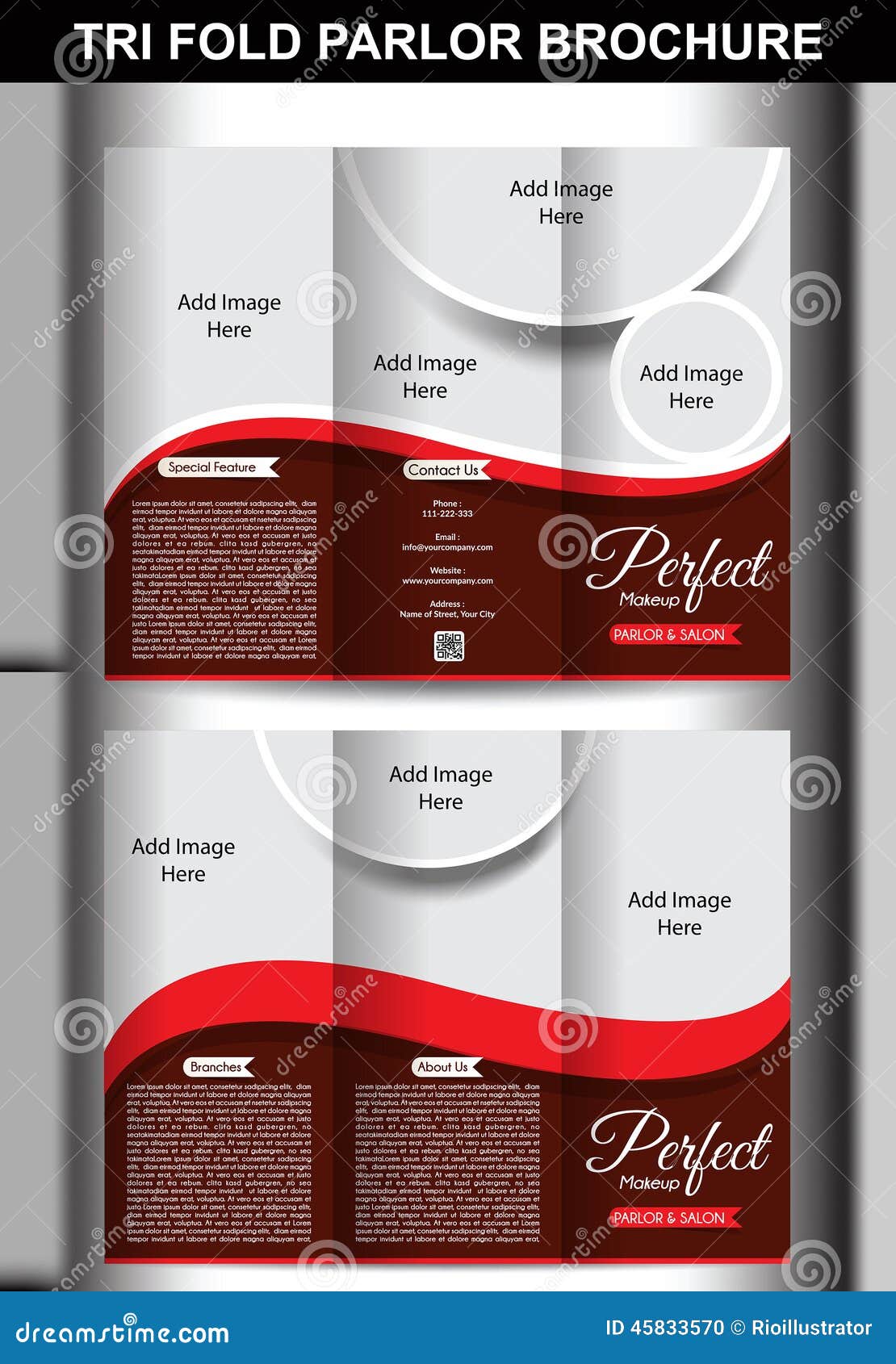 Tri Fold Parlor Brochure Template Stock Vector - Illustration of ...