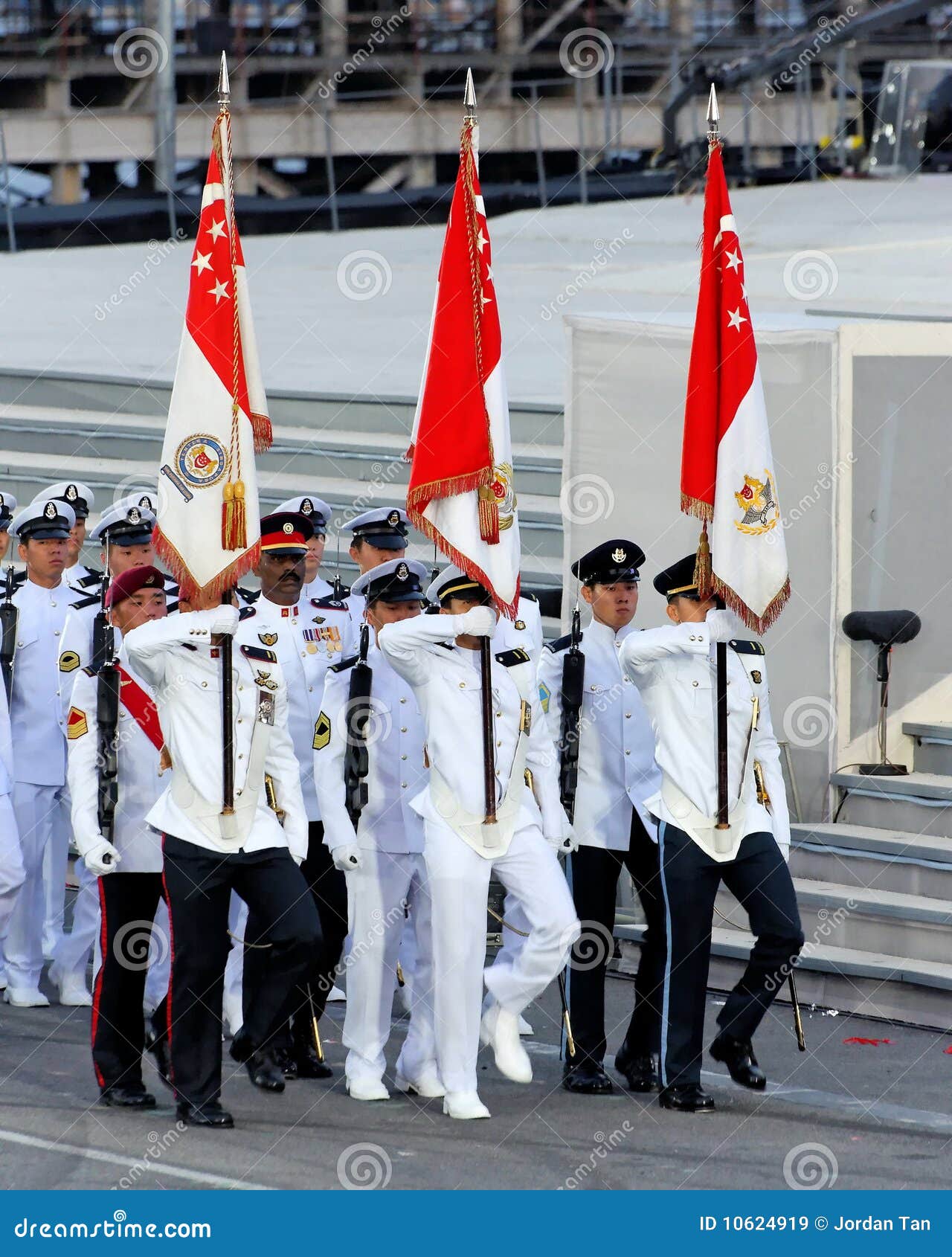 Tri-service Flag Party Marching during NDP 2009 Editorial Stock Image ...