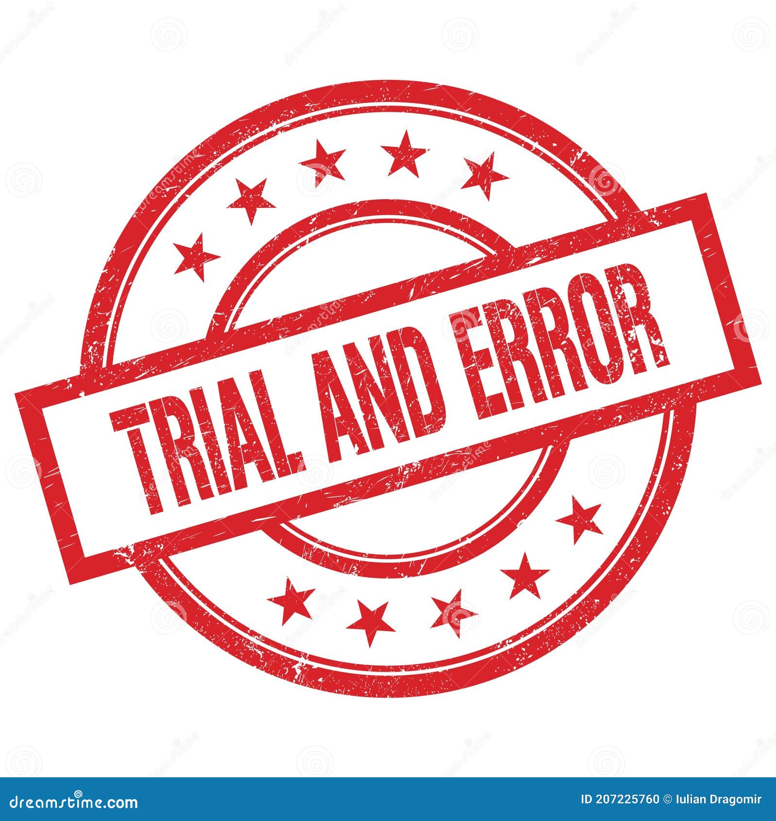TRIAL and ERROR Text Written on Red Vintage Round Stamp Stock ...