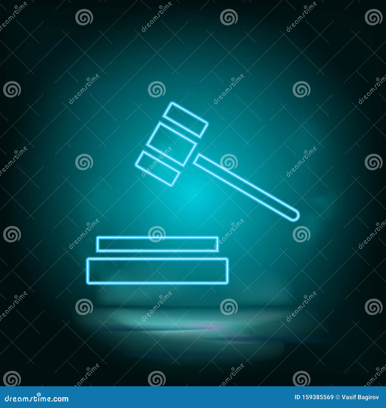 Trial Hammer Blue Neon Vector Icon. Simple Element Illustration from ...