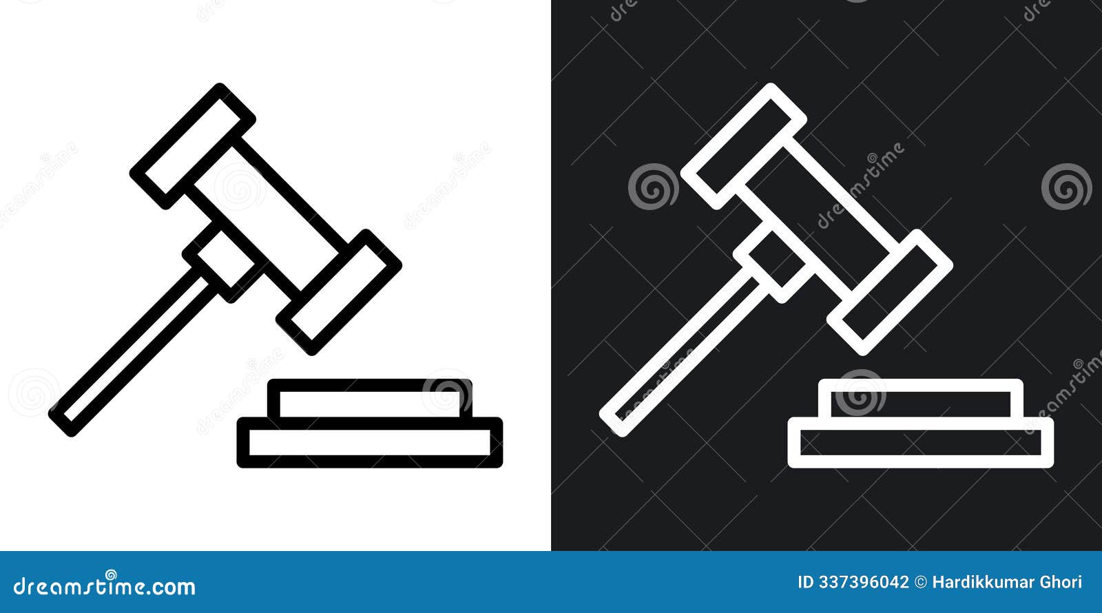 Trial Hammer Thin Line Vector Icon Set Stock Illustration ...