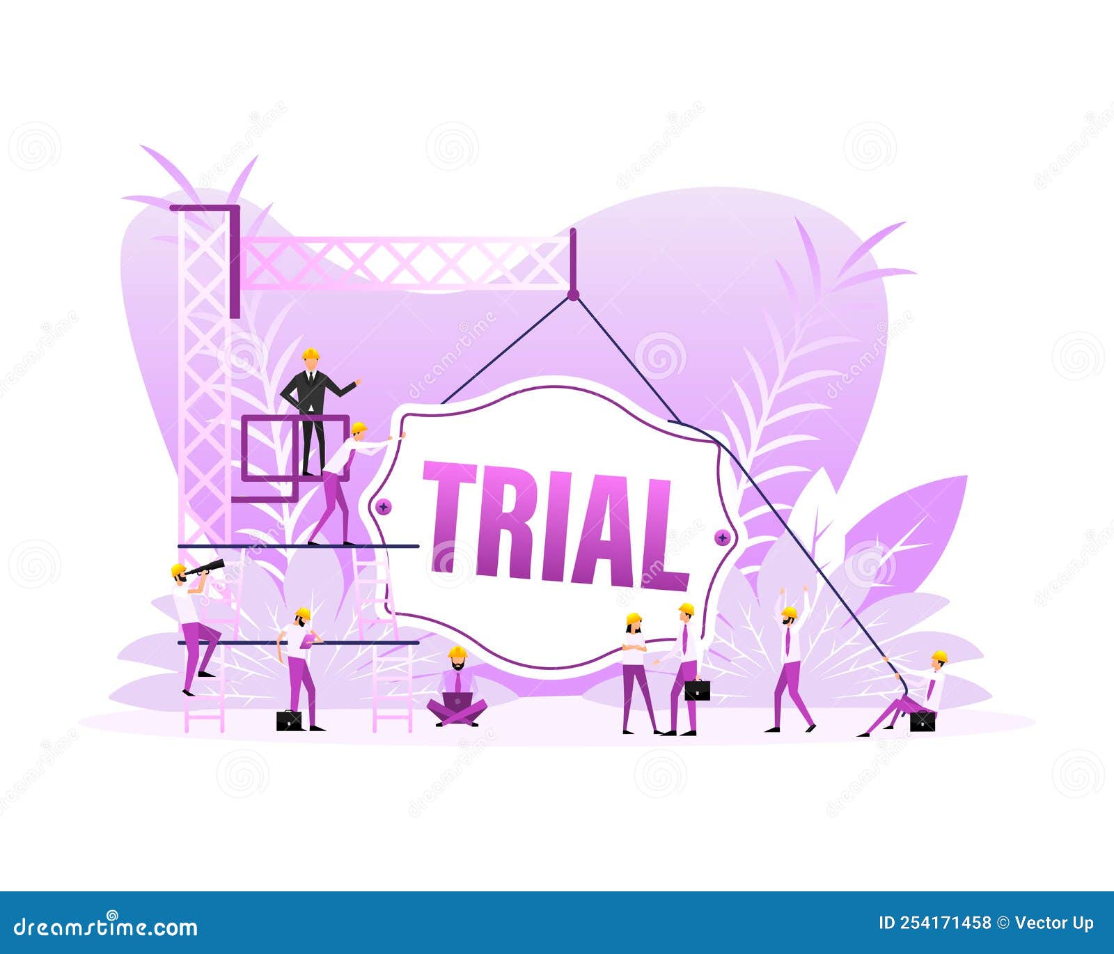 Trial Sign on Light Background. Flat Style People. Vector Illustration ...