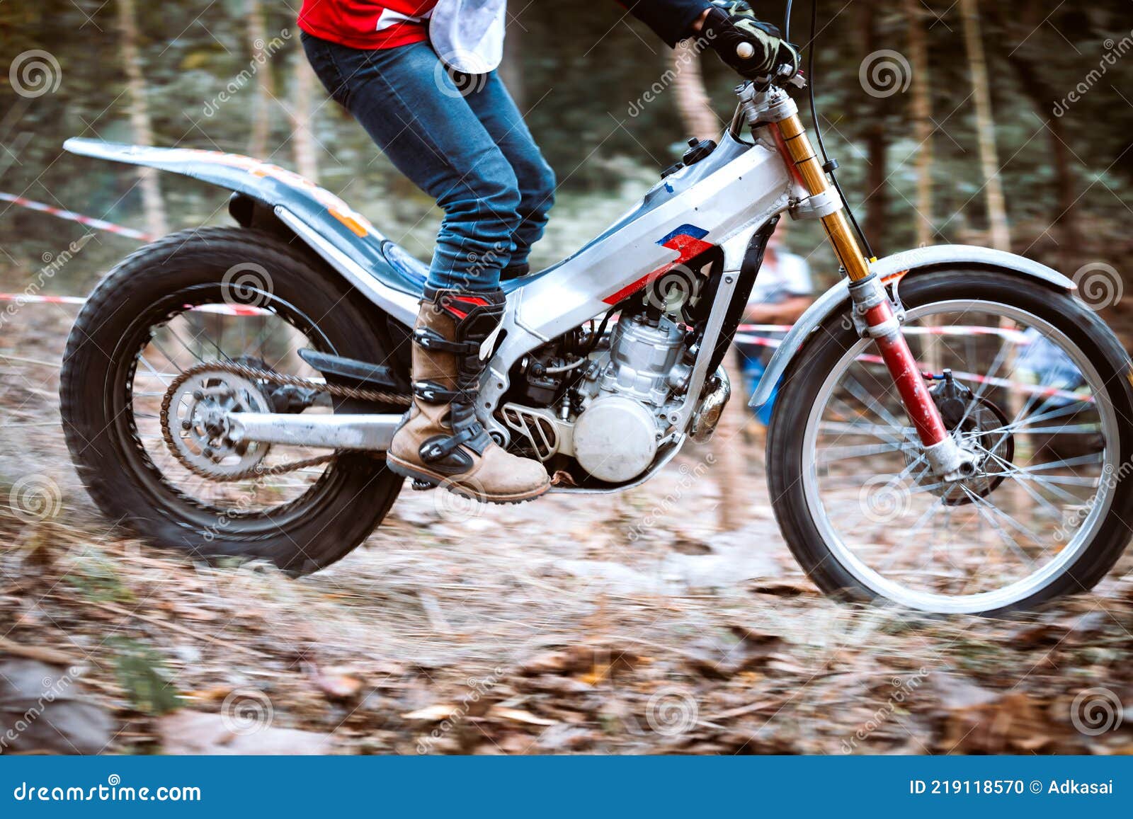 Trials Motorcycle while Competition in Nature Park Stock Photo - Image ...