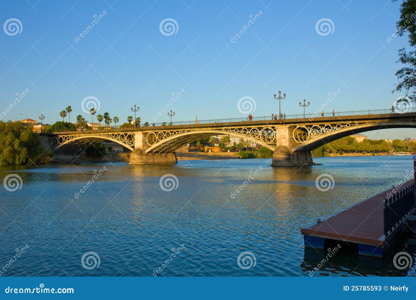 Triana Bridge, Seville, Spain Stock Image - Image of andalusia, people ...