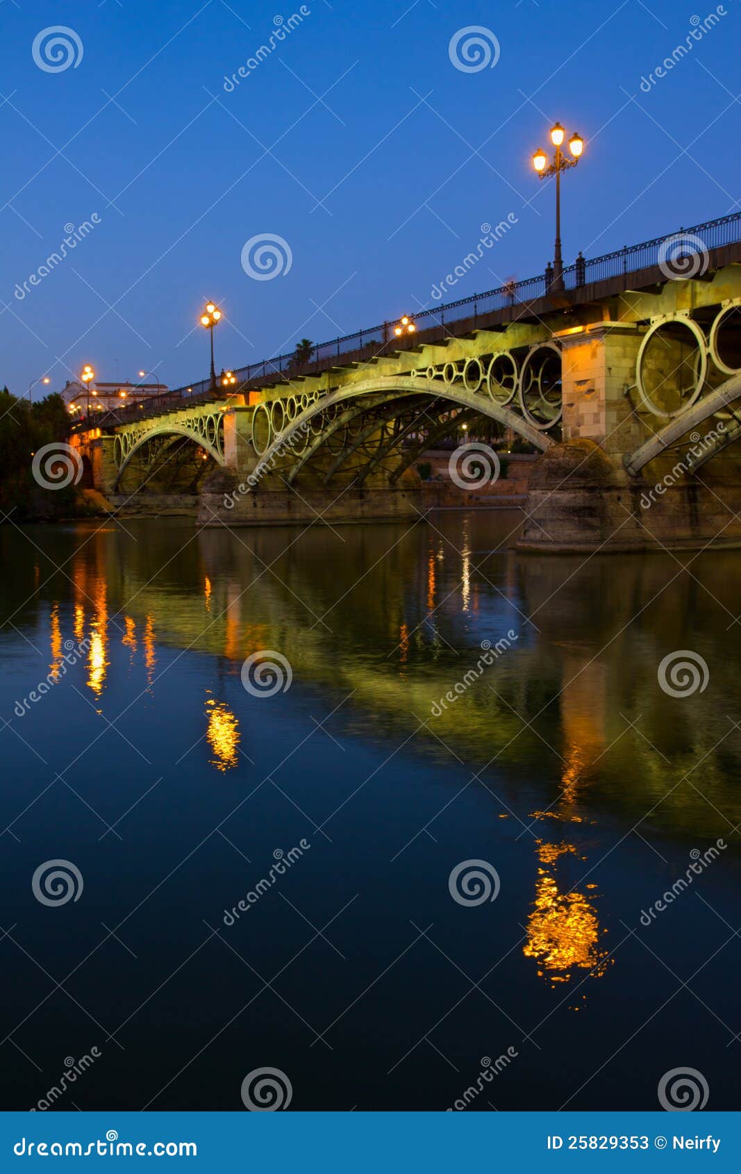 Triana Bridge, Seville, Spain Stock Image - Image of panoramic, bridge ...