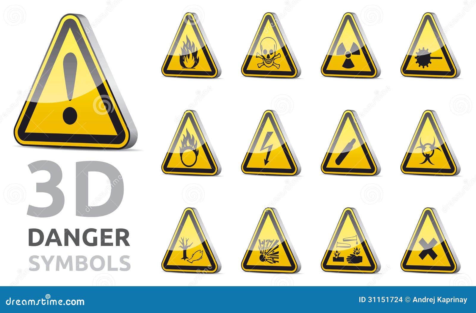 Triangel danger sign 3D stock vector. Illustration of warning - 31151724