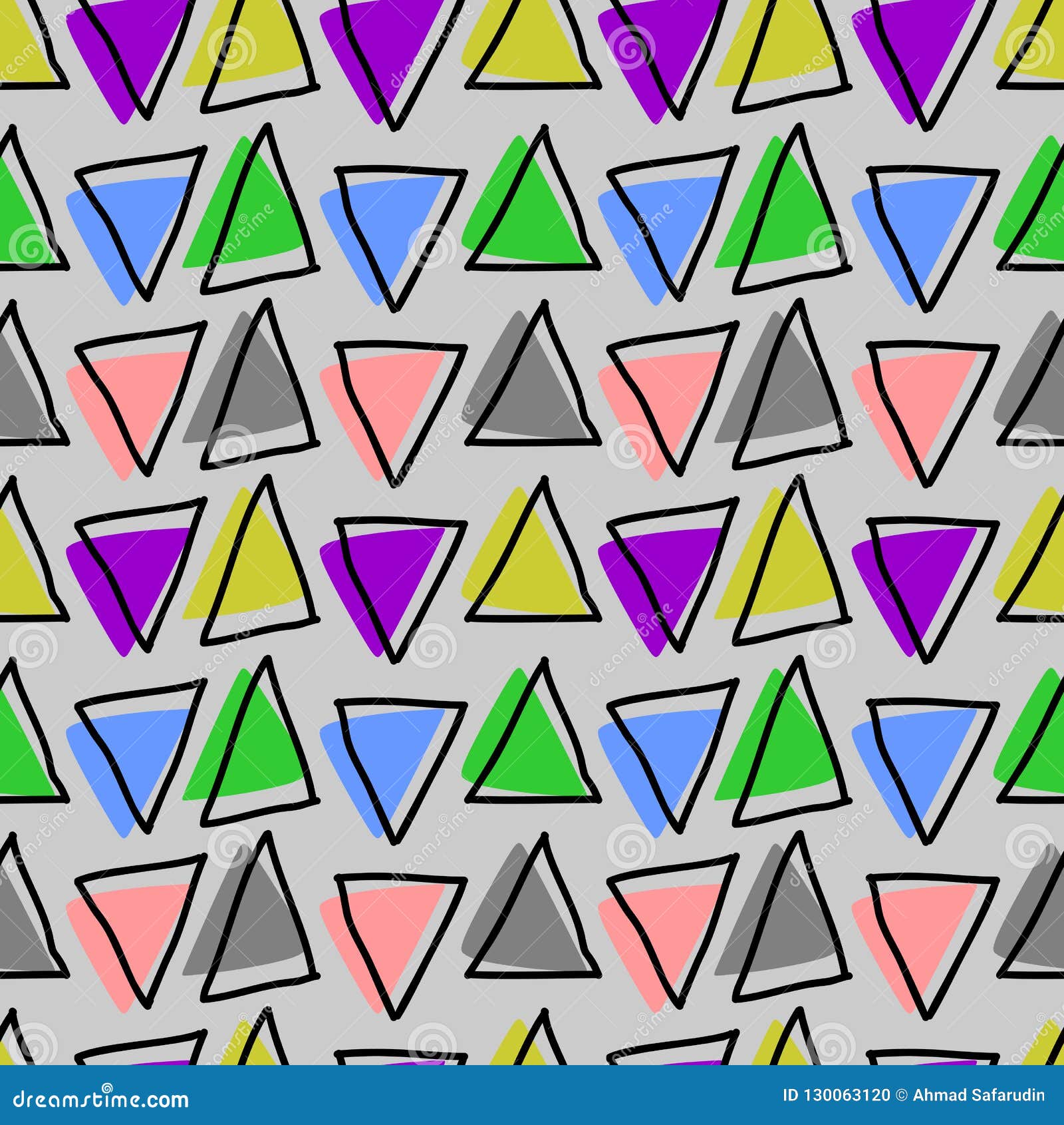 Triangle Abstract Colorful Hand Drawn Pattern. Stock Vector ...