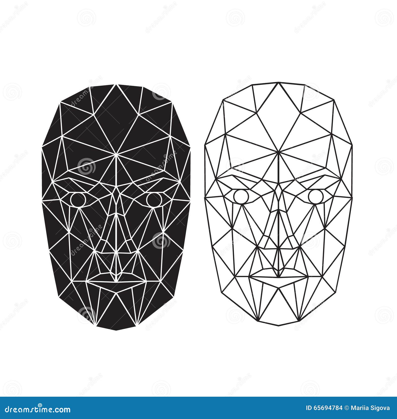 Triangle Abstract Human Face, Front View. Vector Illustration Stock ...