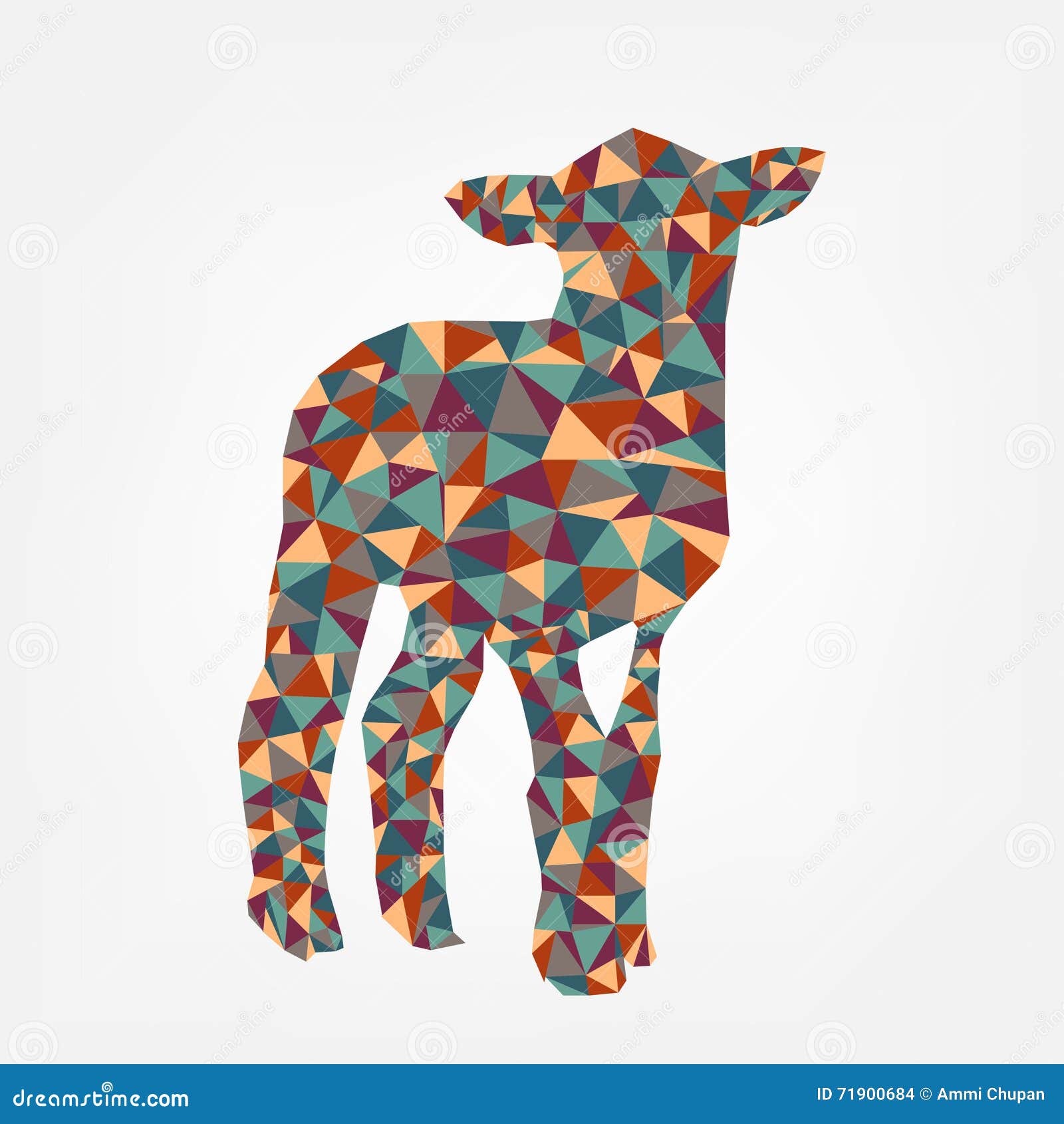 Triangle Abstract Sheep Shape Animal Vector Illustration | Card Design ...