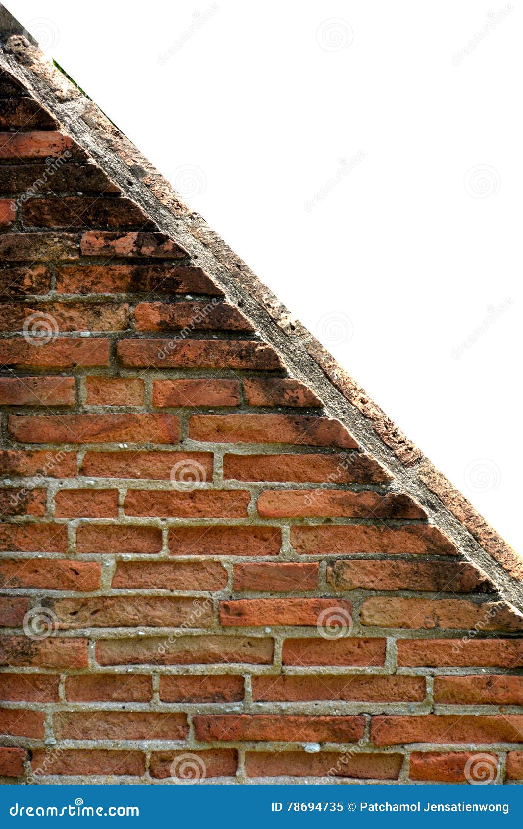 Triangle Ancient Brick with White Background Stock Image - Image of ...