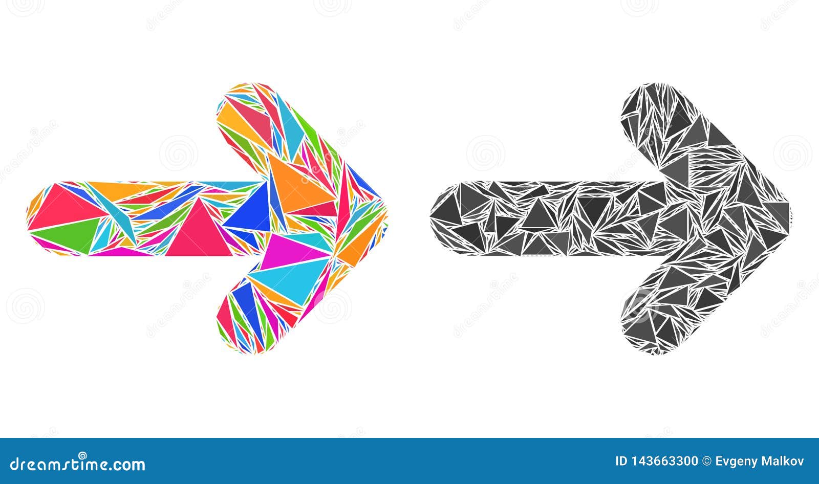 Triangle Arrow Right Collage Icons Stock Vector - Illustration of ...