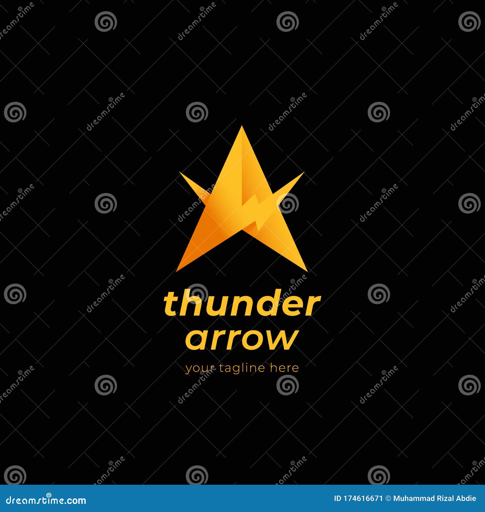 Triangle a Arrow Thunder Logo with Bolt Power Icon Symbol Energy Stock ...