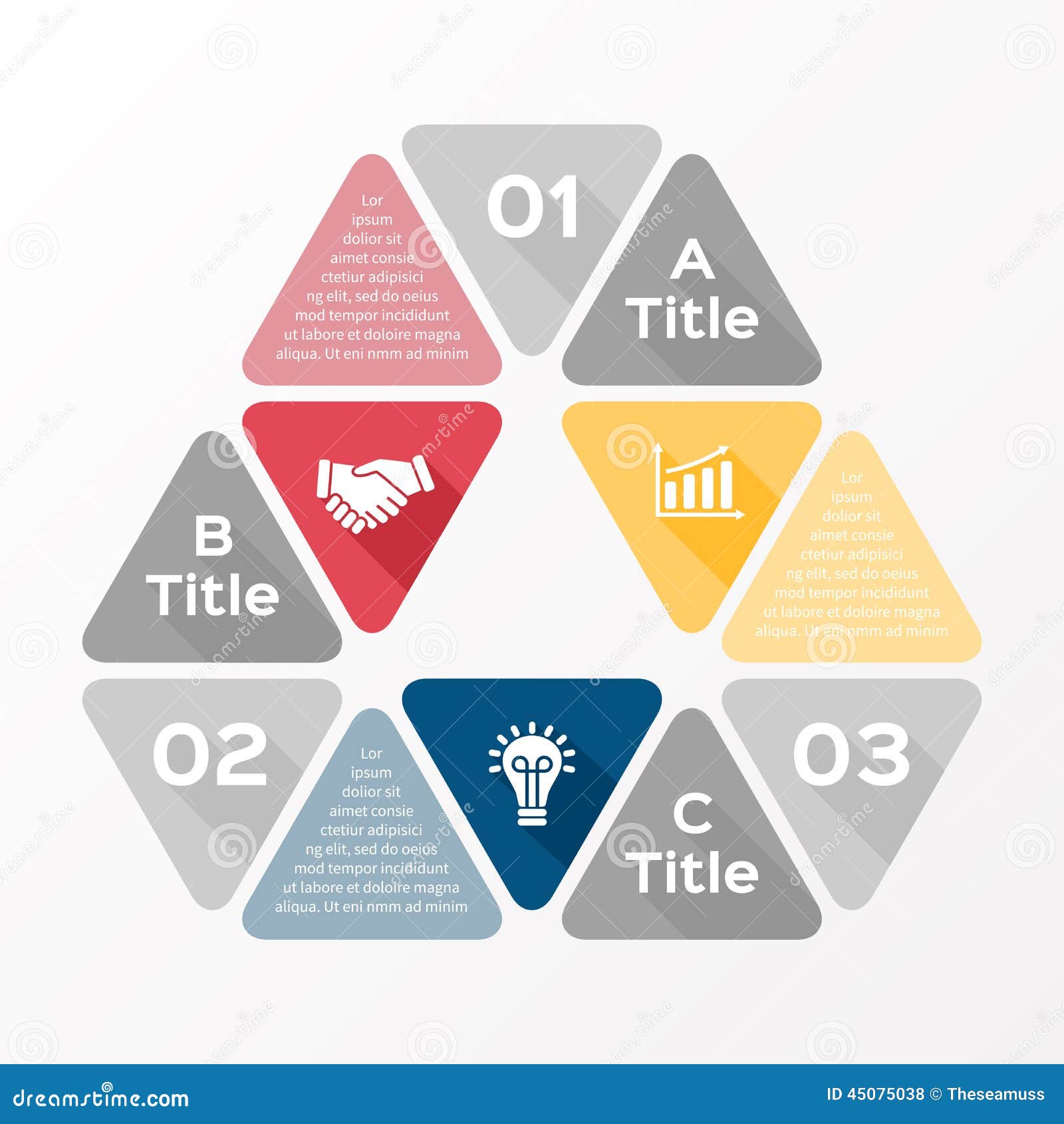 Triangle Arrows Infographic Diagram 3 Options Cartoon Vector ...
