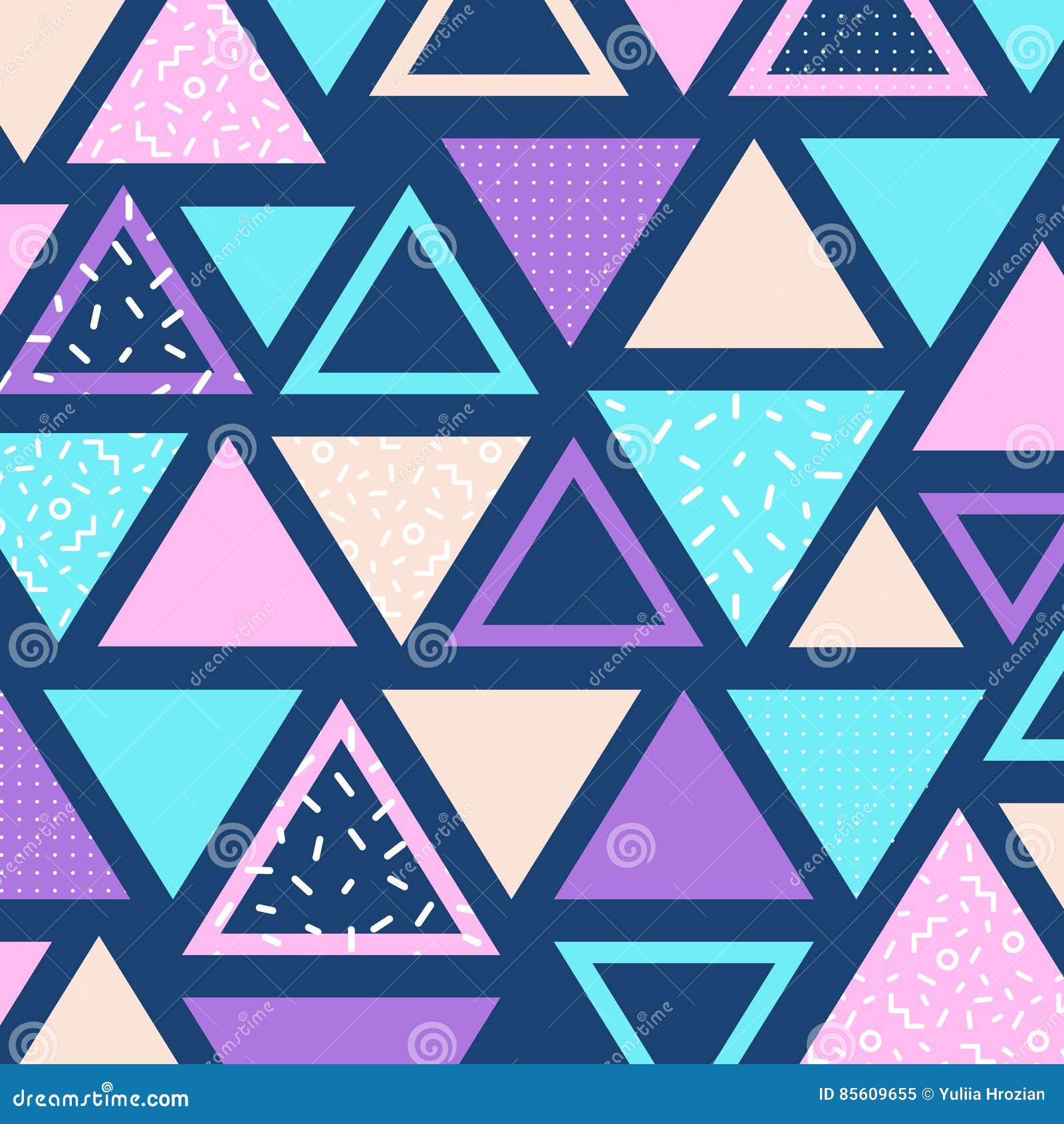 Triangle Art Background with Memphis Style Design Elements Stock Vector ...